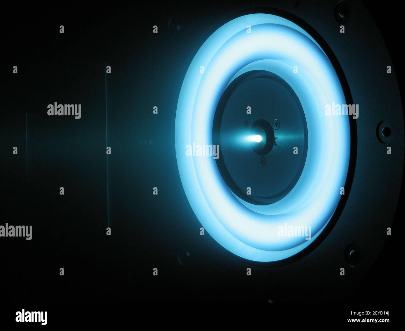 This image shows a cutting-edge solar-electric propulsion thruster in ...