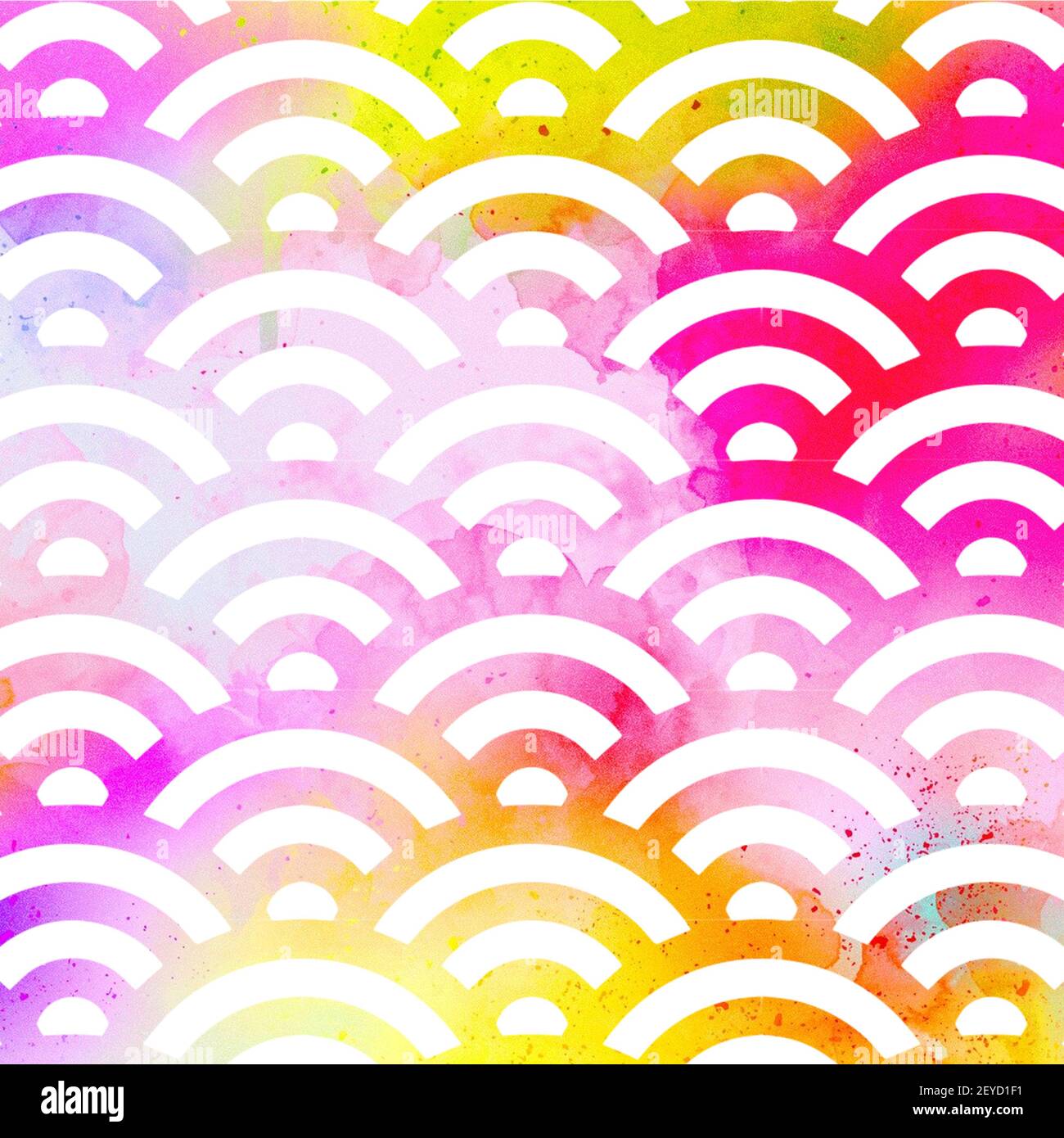 An illustration of rainbow shapes in different colors on a white ...