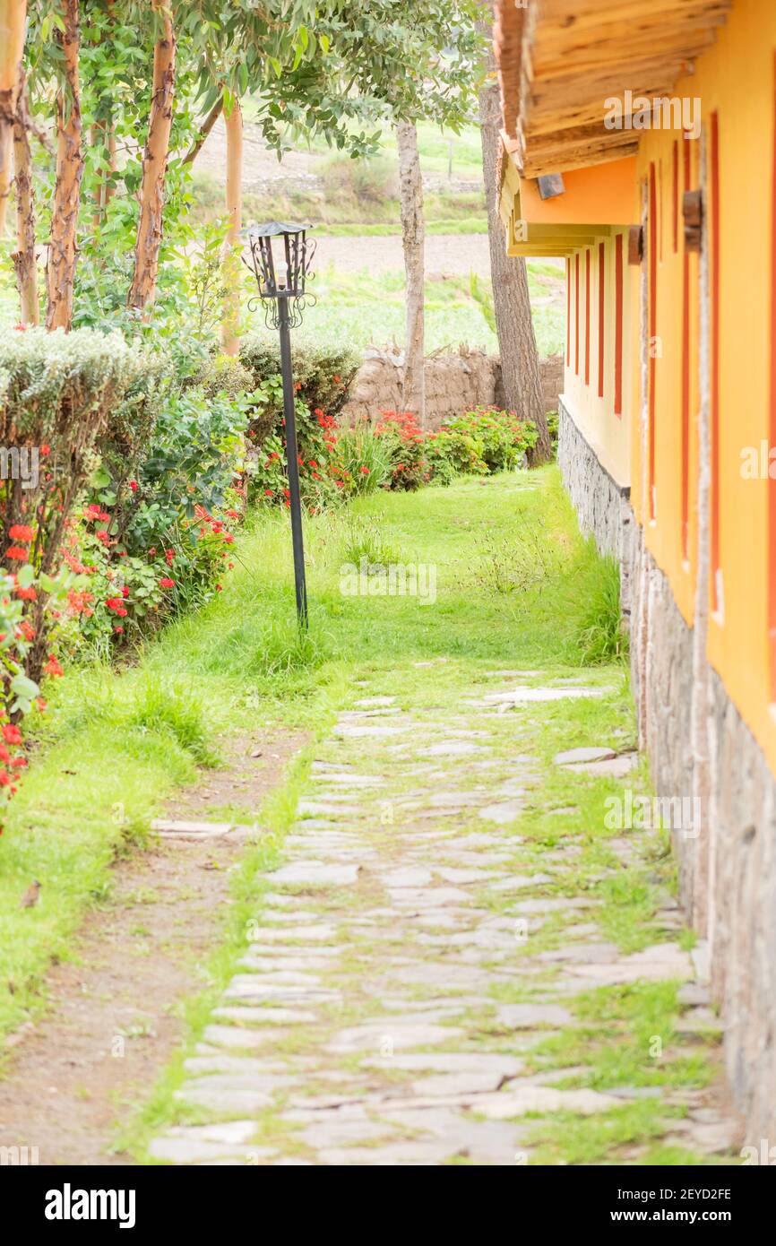 A pathway in the picturesque backyard in summe Stock Photo - Alamy