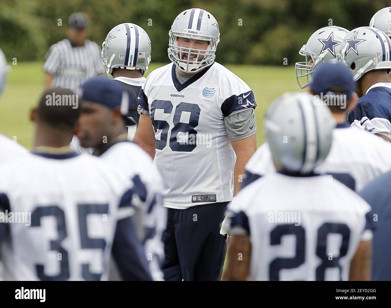 Dallas Cowboys tackle Doug Free (68) participates in an organized team ...