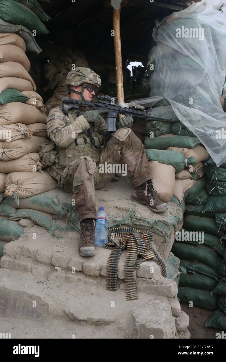 U.S. Army Spc. Ian French, assigned to Alpha Company, 1st Battalion ...