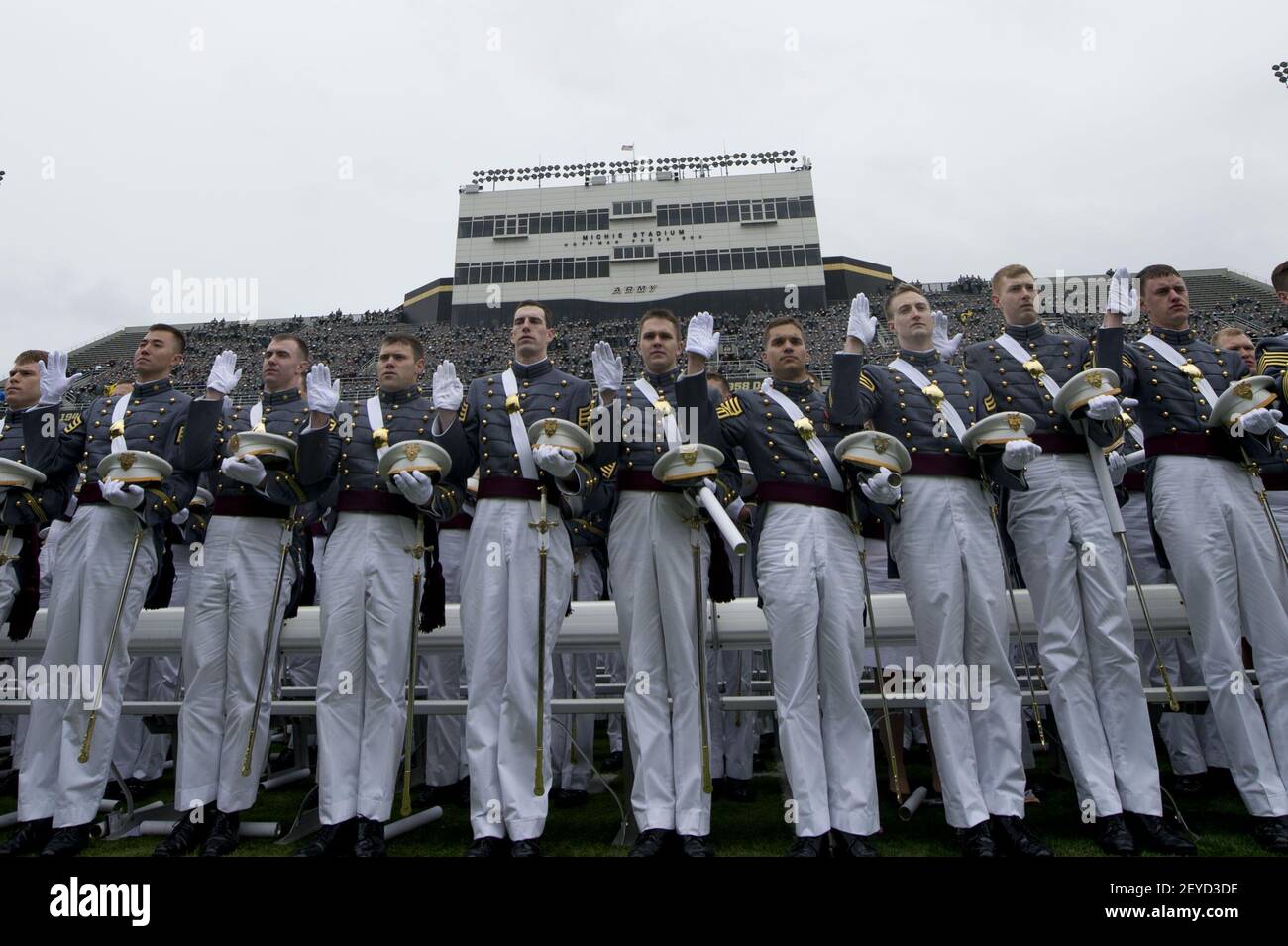 Cadets take the oath of office at the commencement ceremony for the ...