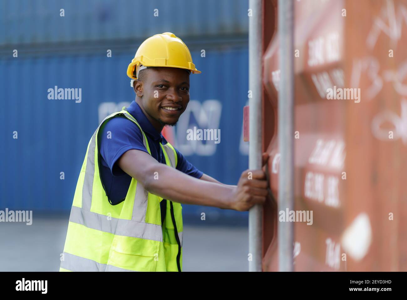 African-American black workers are opening containers for inspection ...
