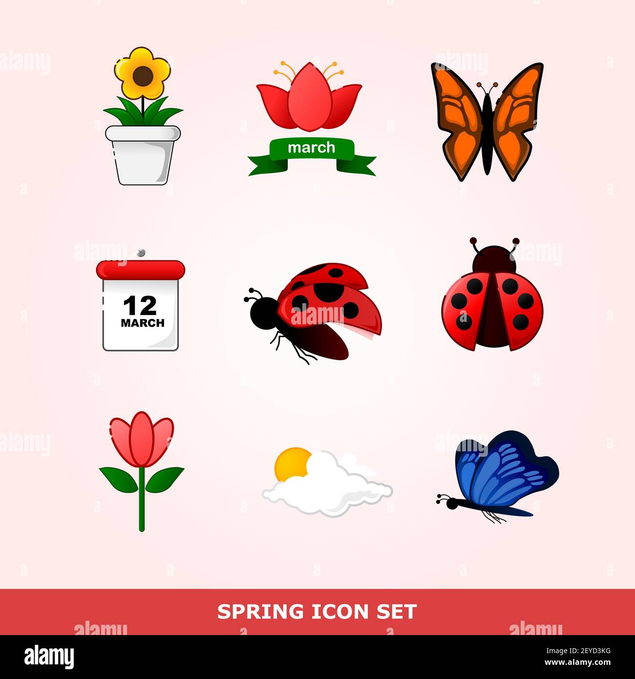 spring icon set vector Stock Vector Image & Art - Alamy