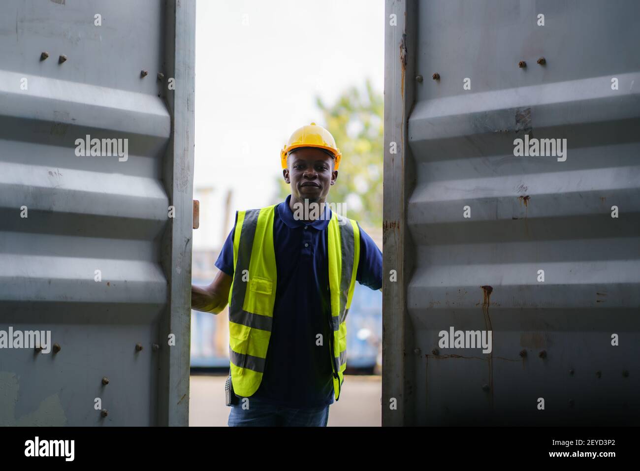 African-American black workers are opening containers for inspection ...