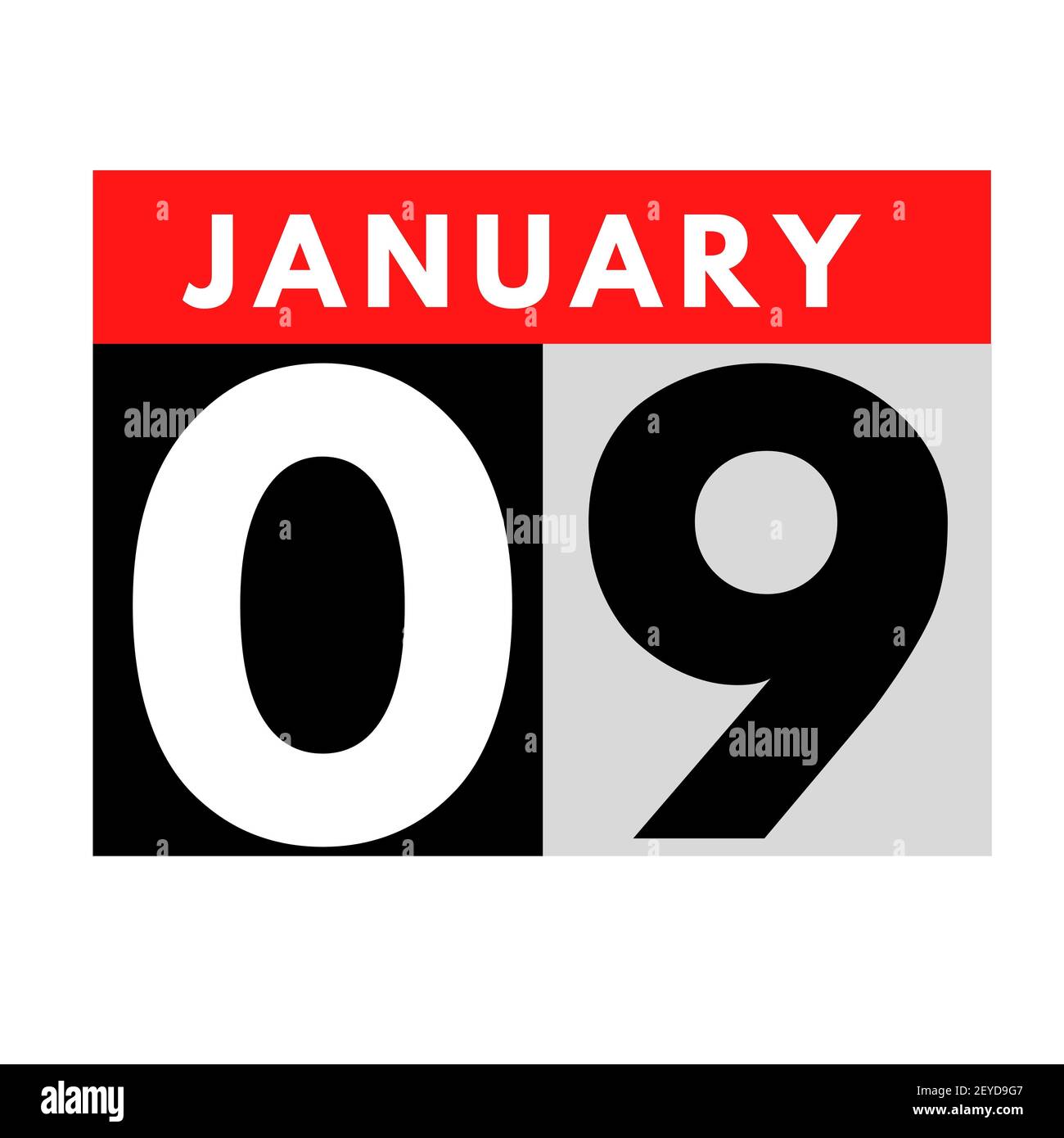 January 9 . flat daily calendar icon .date ,day, month .calendar for ...