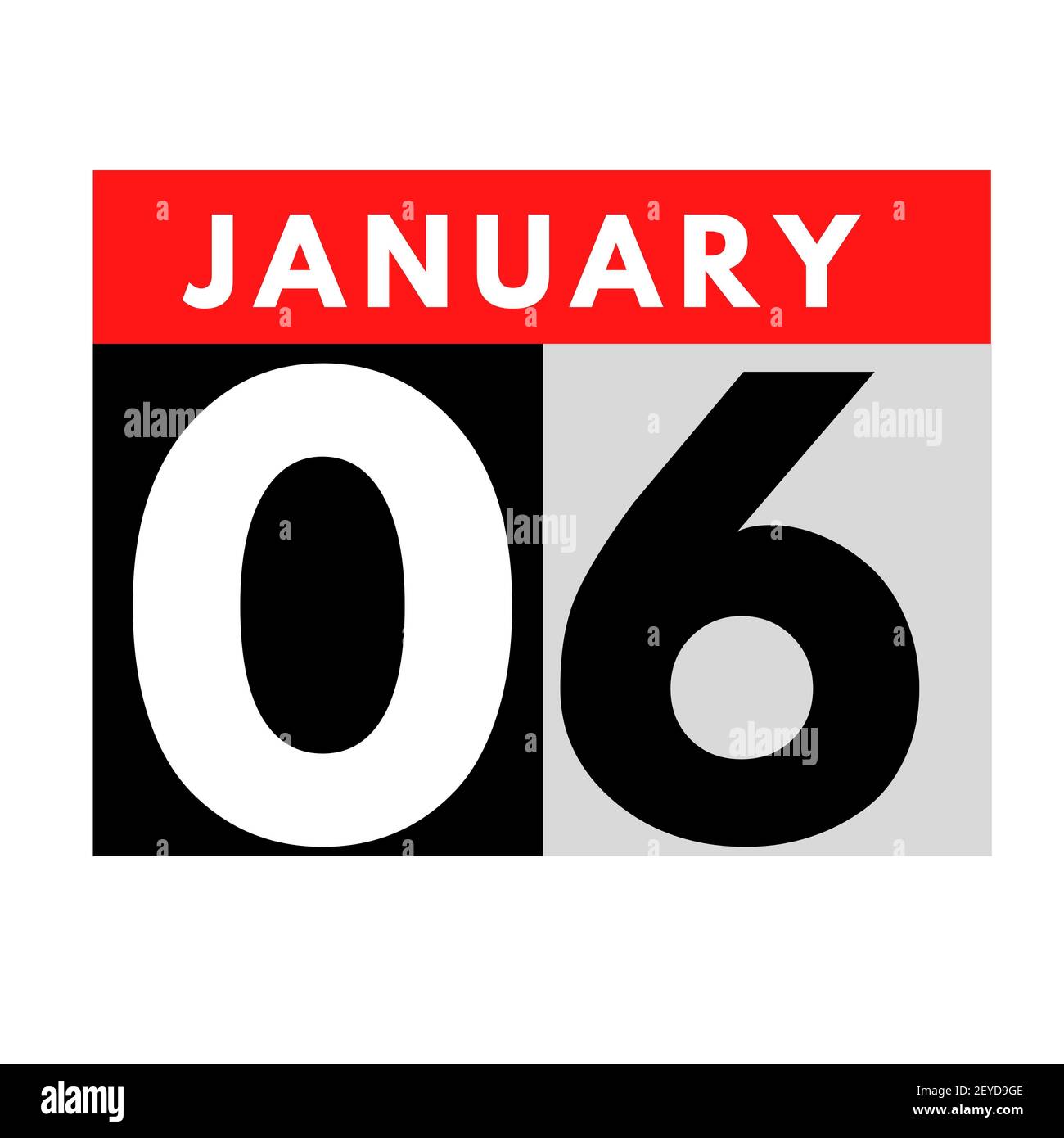 January 6 . flat daily calendar icon .date ,day, month .calendar for ...