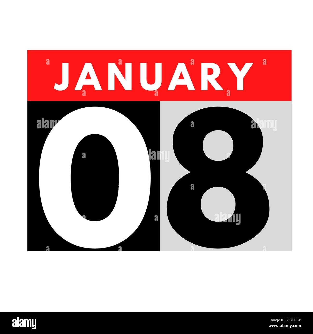 January 8 . flat daily calendar icon .date ,day, month .calendar for ...