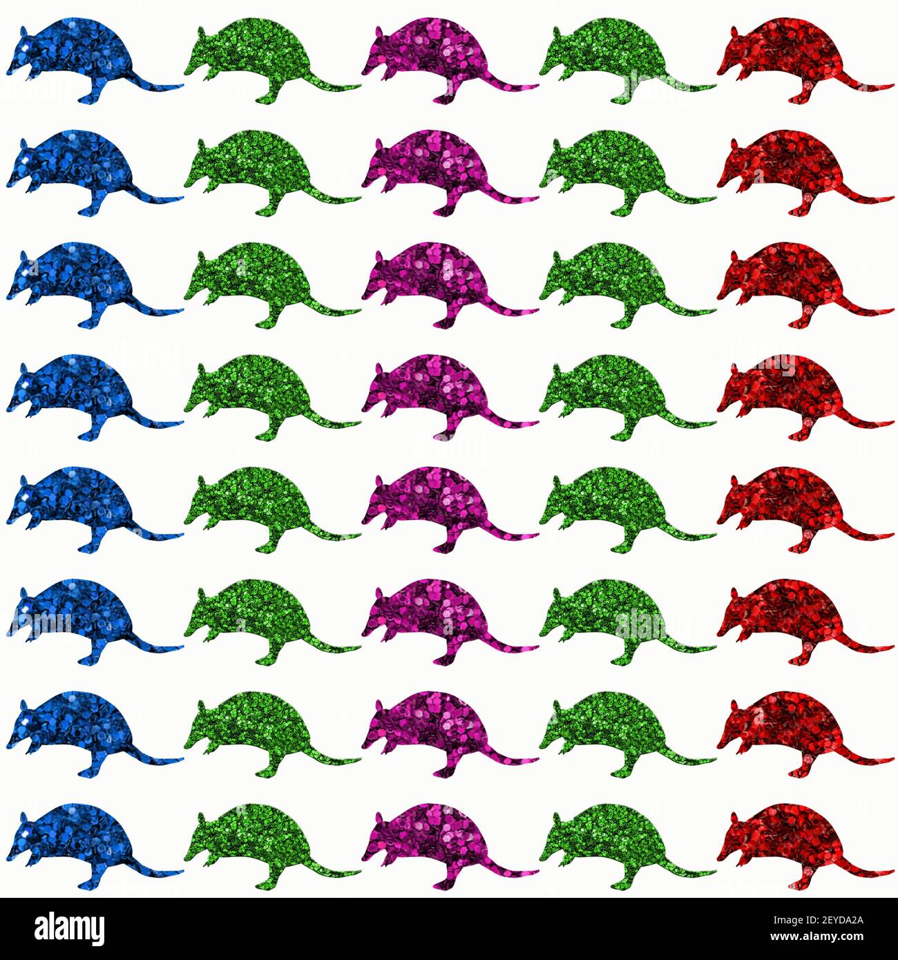 An illustration of a pattern of colorful rat outlines isolated on a ...