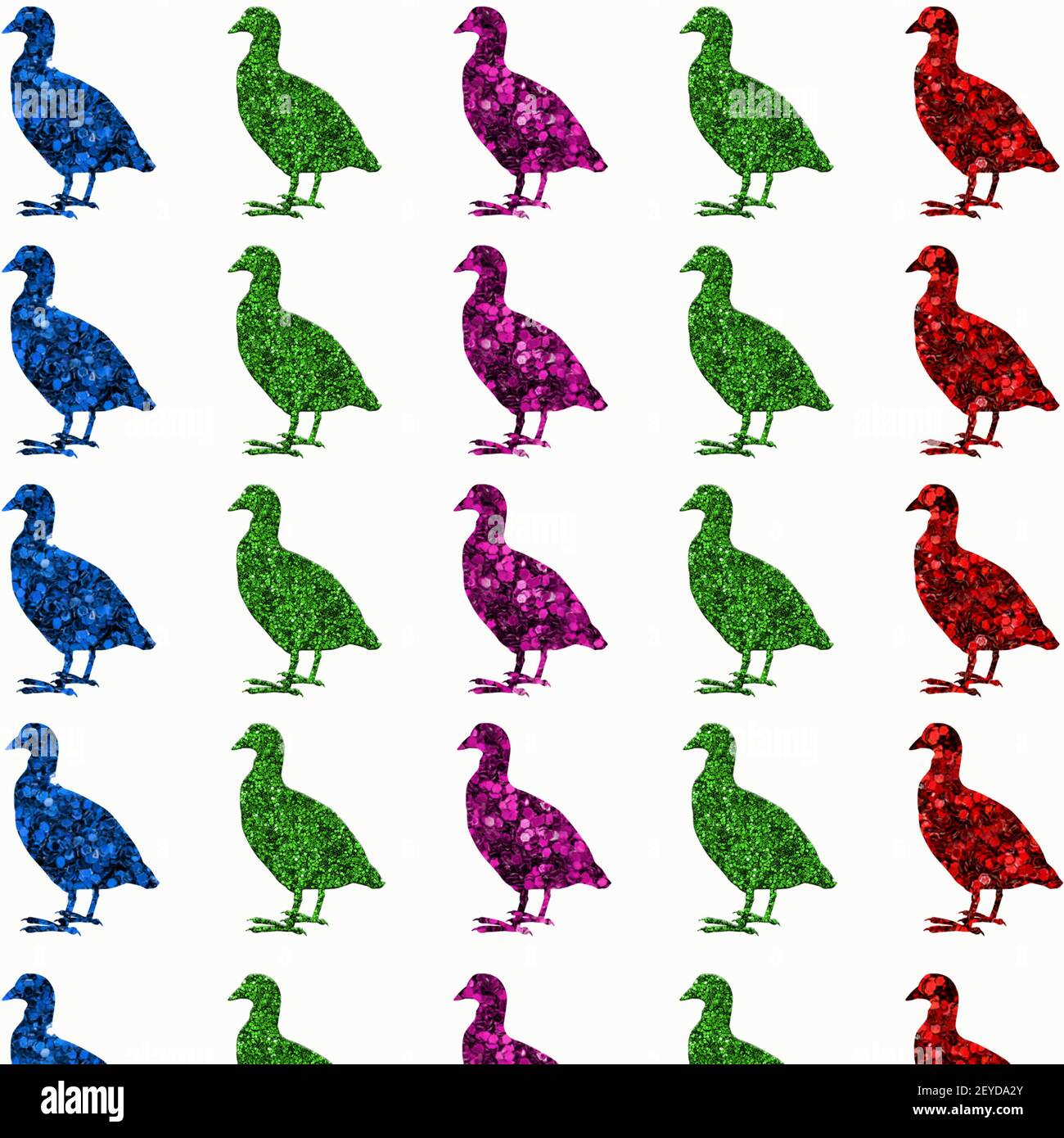An illustration of the same duck in four different colors on a white ...