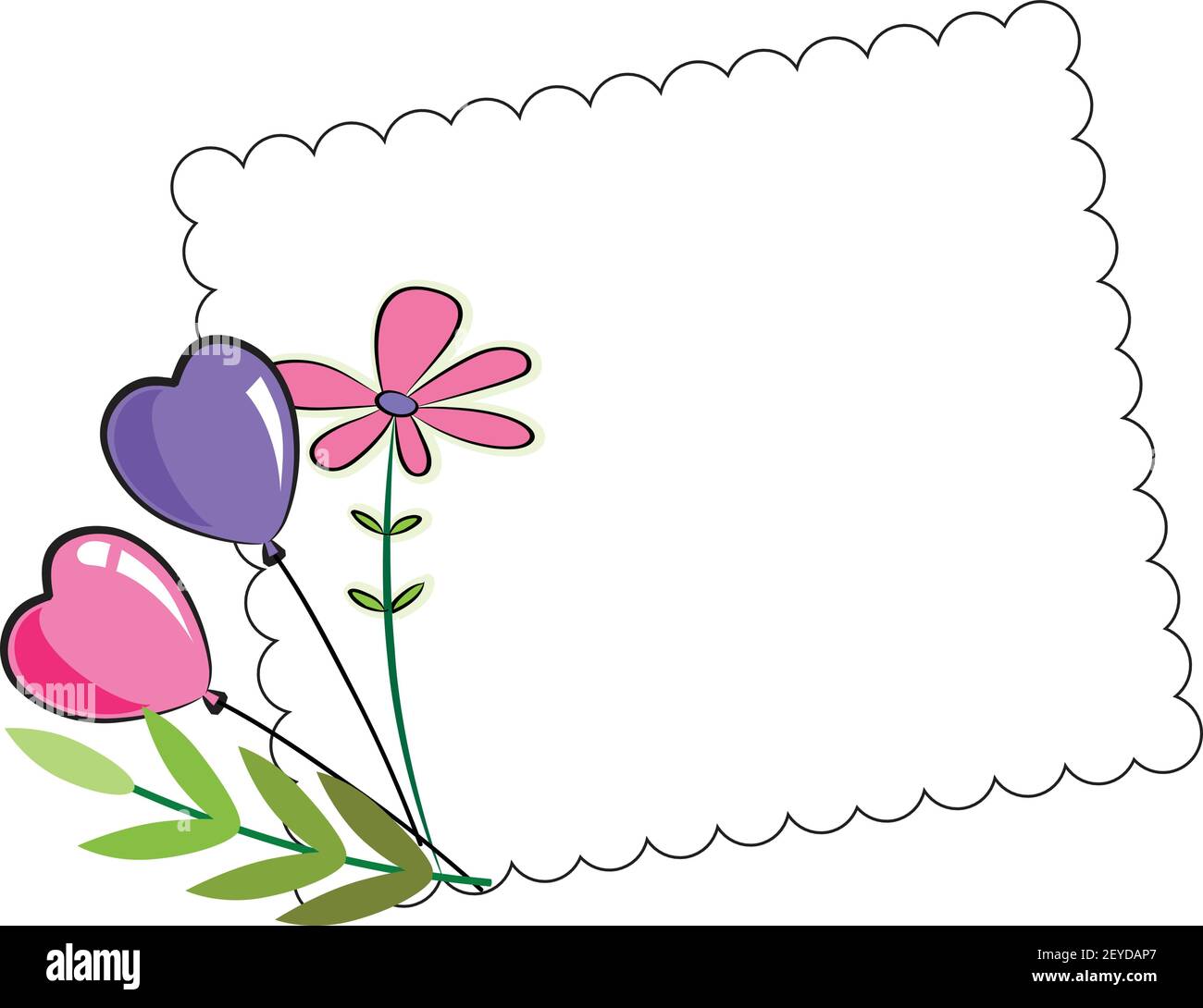 vector drawing art flower with card border frame background Stock ...