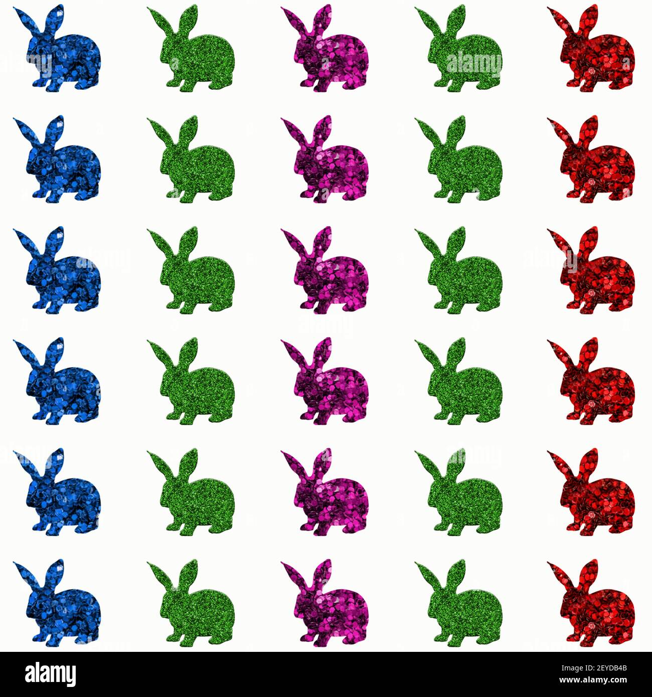 An illustration of the same rabbit in four different colors on a white ...