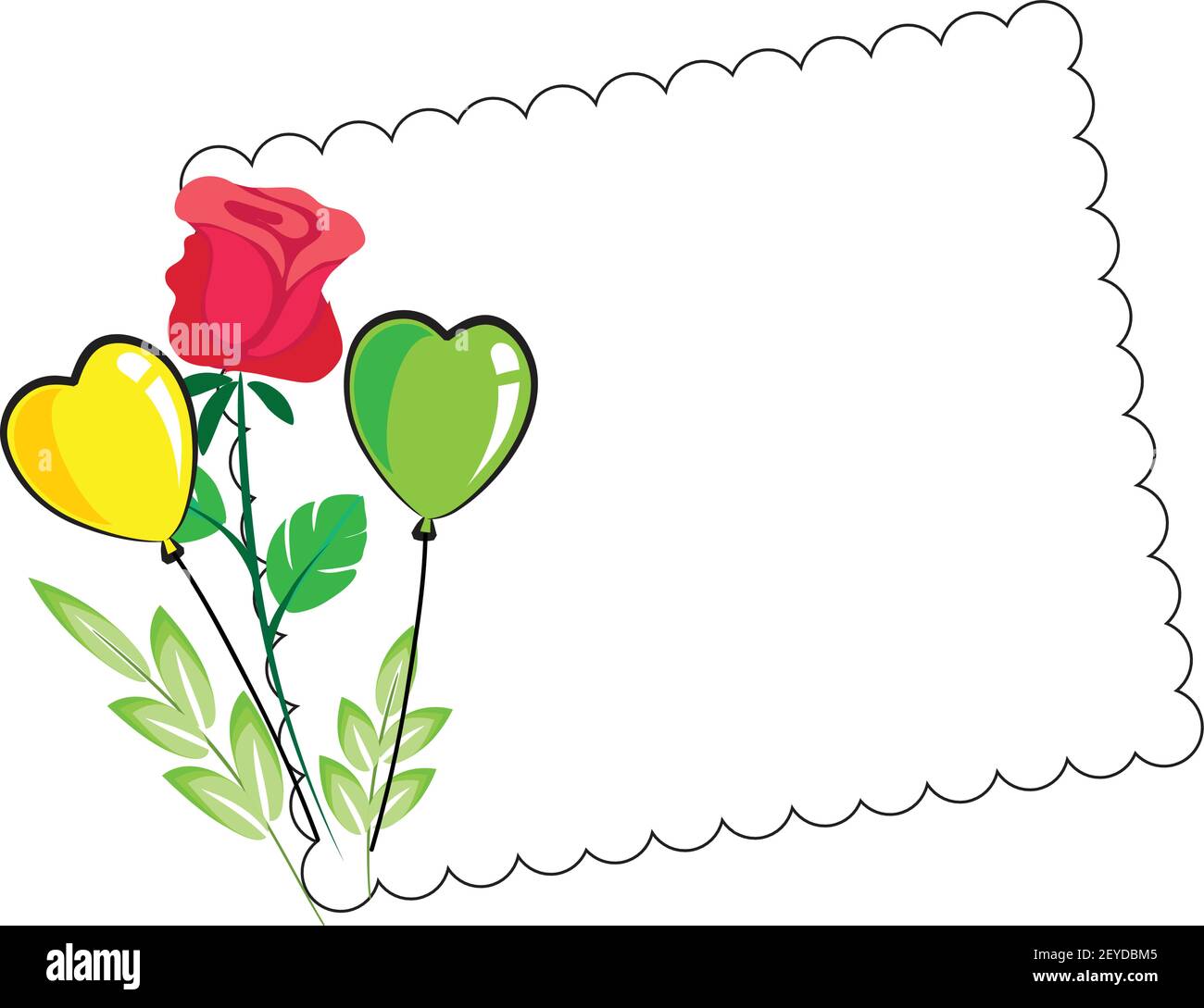vector drawing art rose flower with card border frame background Stock ...