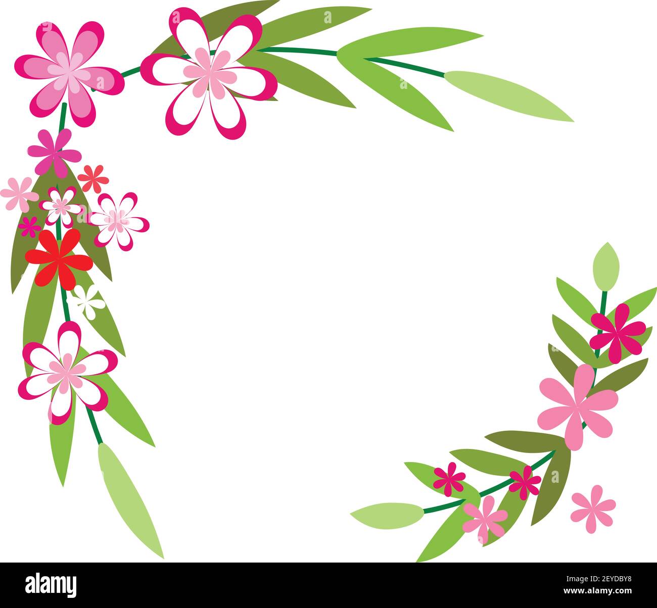 vector drawing art flower with card border frame background Stock ...