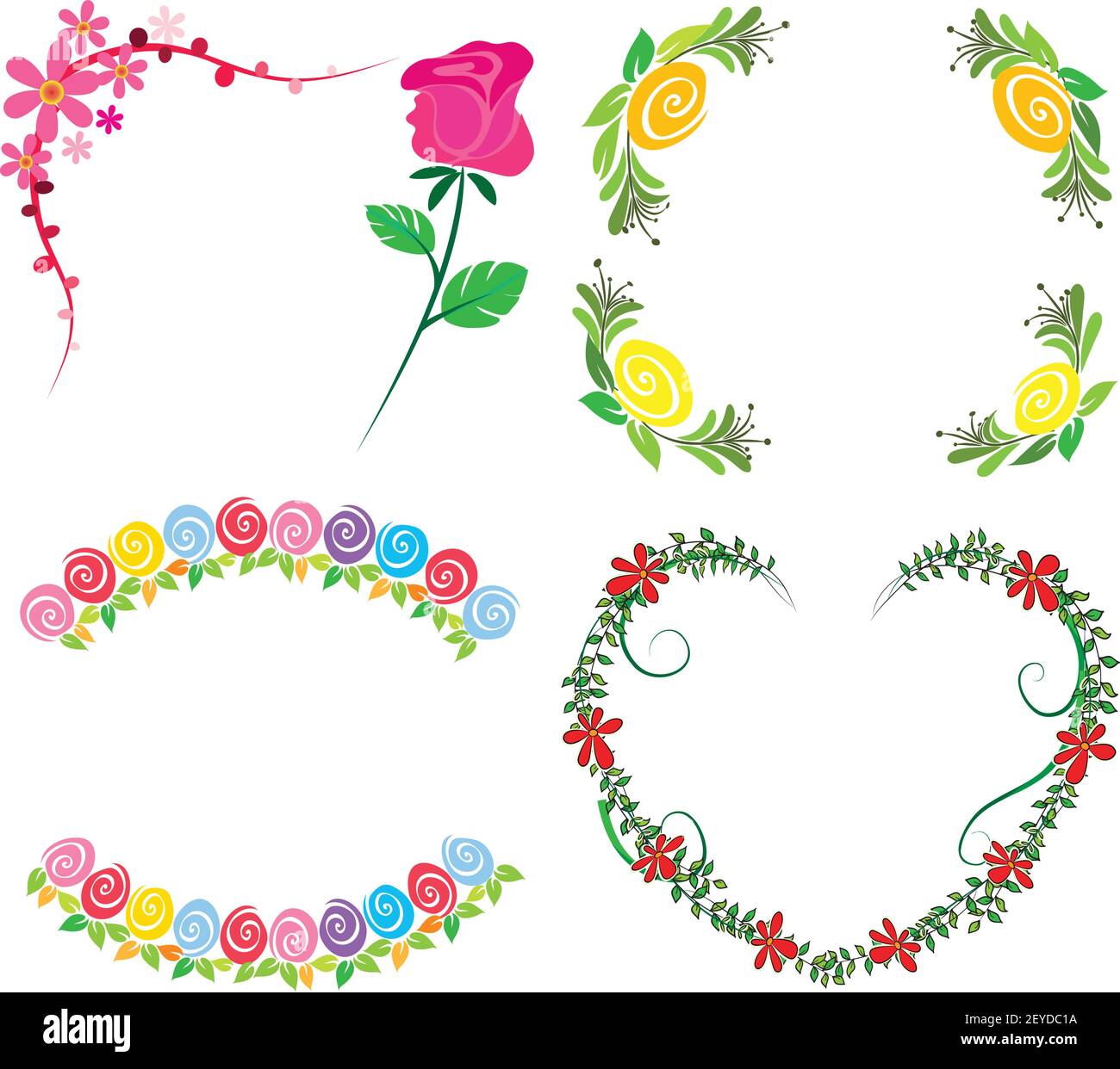 vector drawing art flower with card border frame background set Stock ...