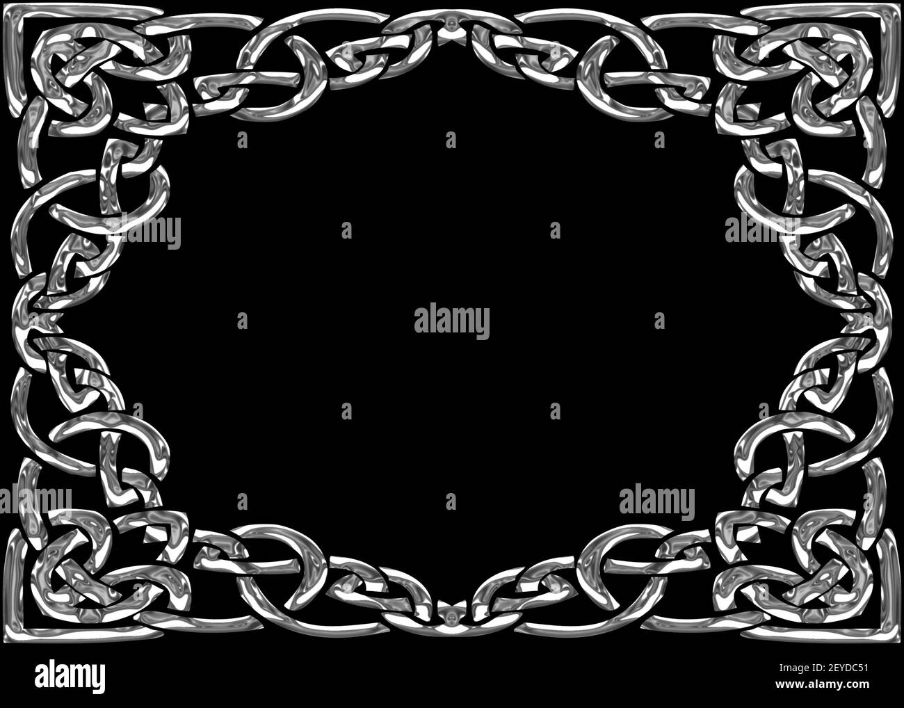 An illustration of silver corner Victorian frame on black background ...