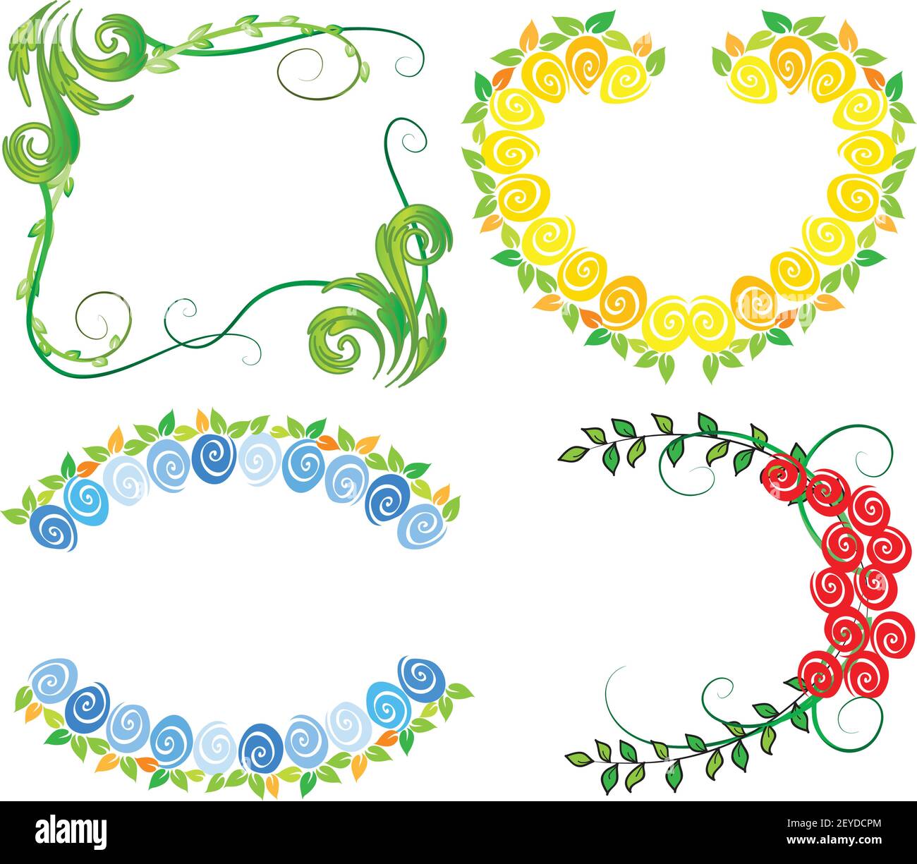 vector drawing art flower with card border frame background set Stock ...