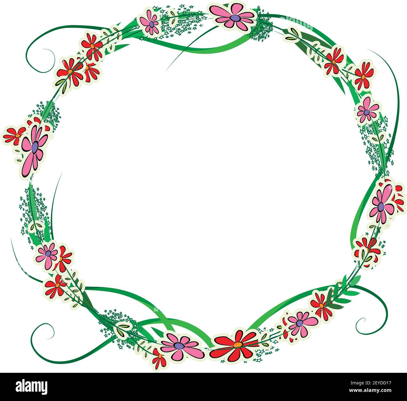 vector drawing art flower with card border frame background Stock ...