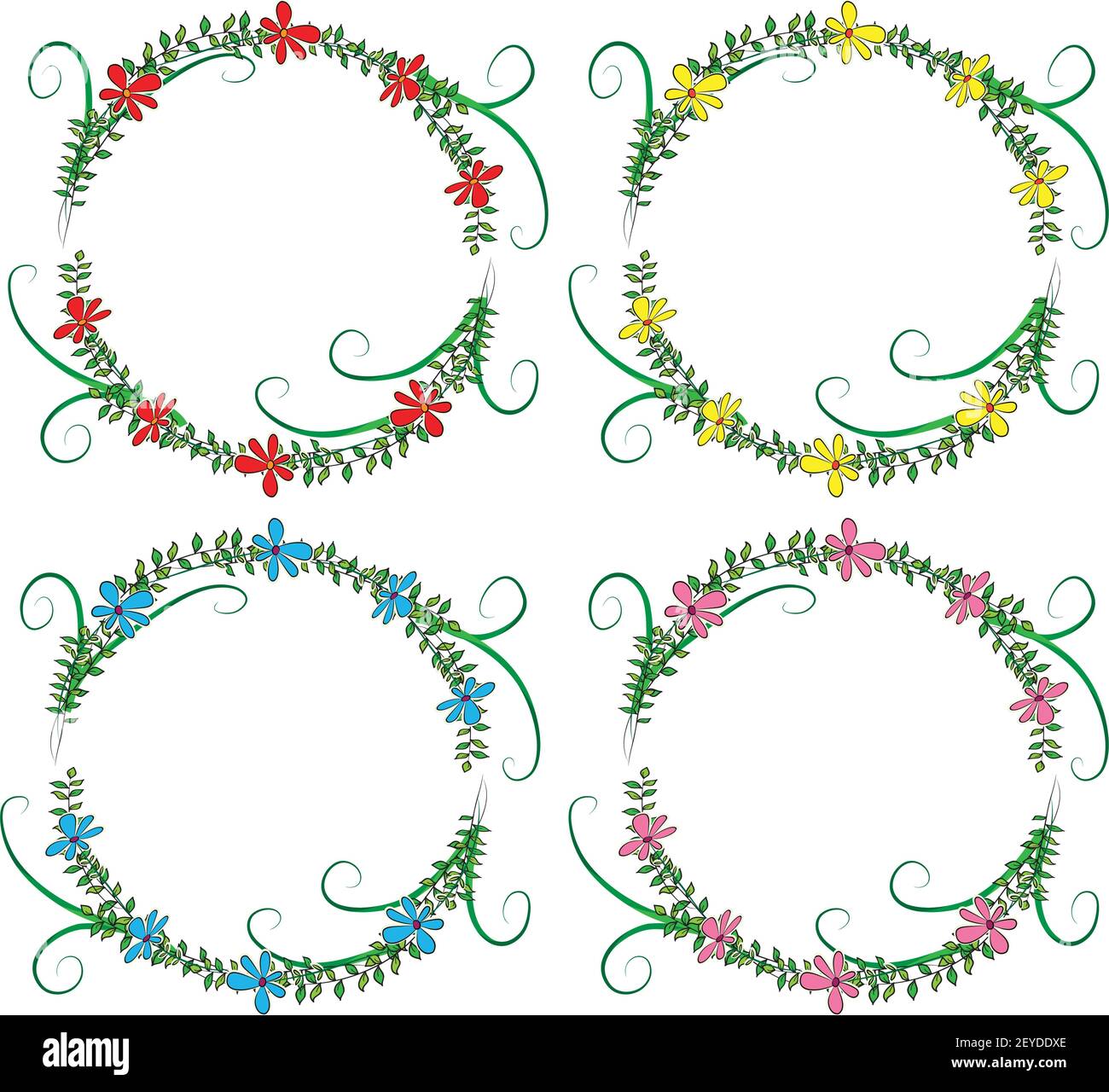 vector drawing art flower with card border frame background set Stock ...