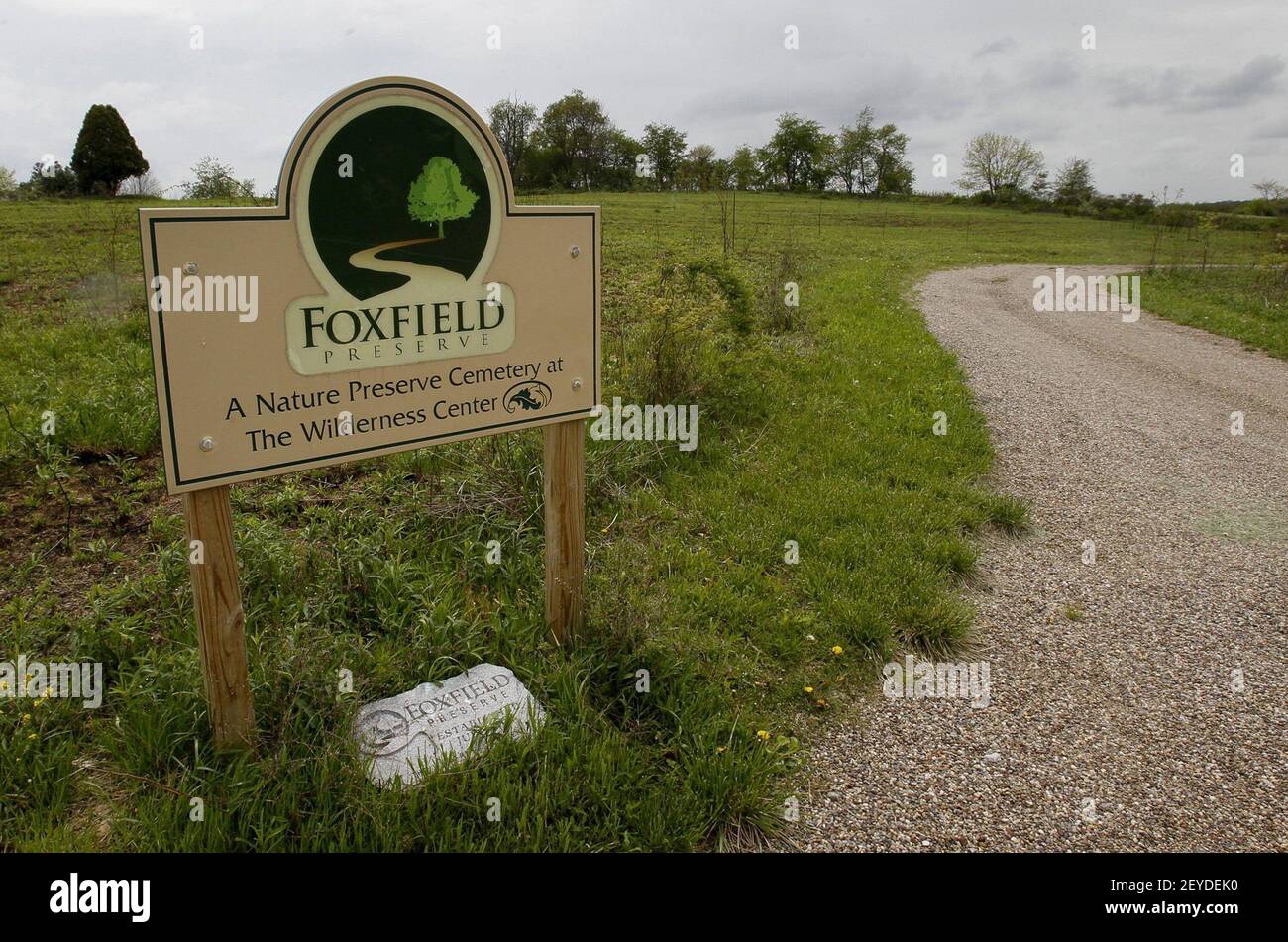 A sign marks the entrance to the Foxfield Preserve, a cemetery at The ...