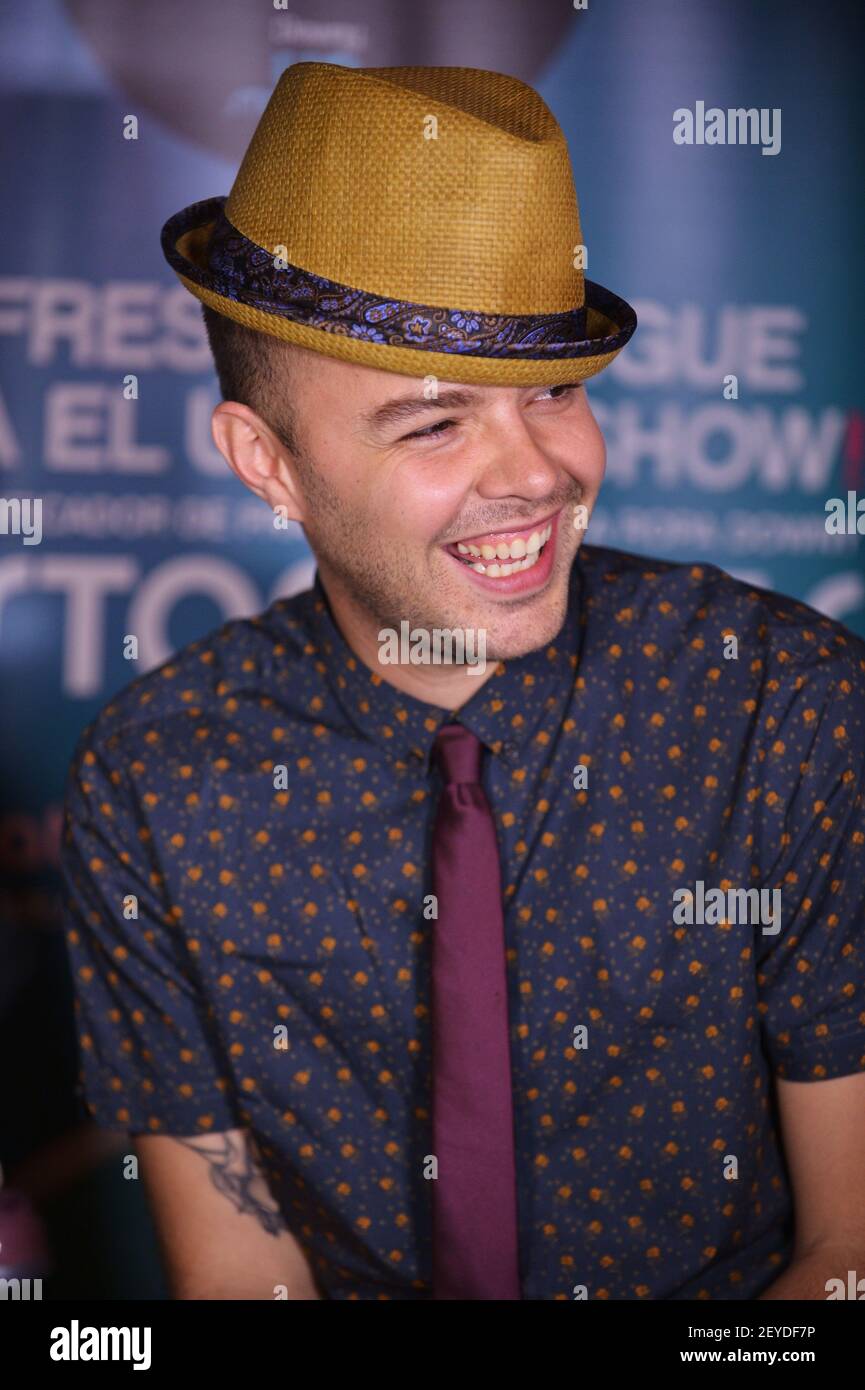 Jesse Huerta of brother/sister Pop Singer duo Jesse & Joy backstage as ...