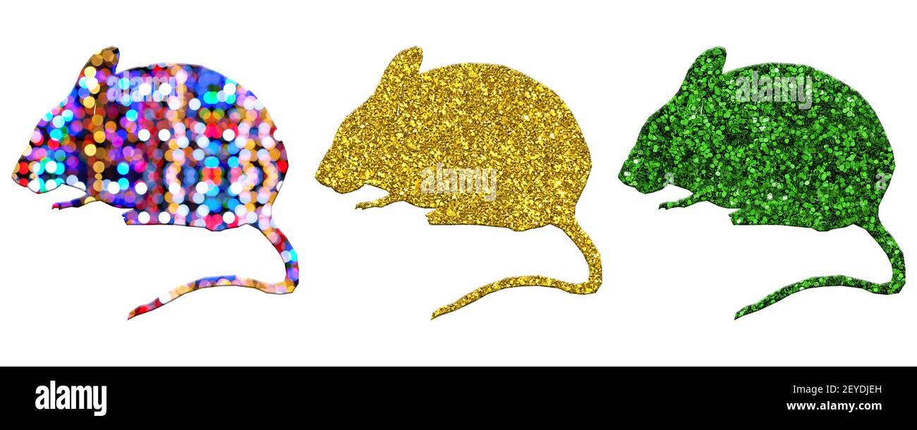 A set of colorful glitter rat isolated on white background Stock Photo ...