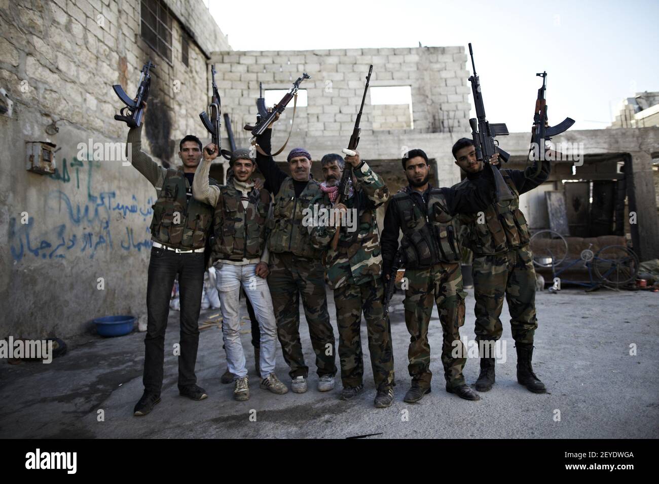 FSA fighters celebrate their sucessfull operation to gain new ground ...