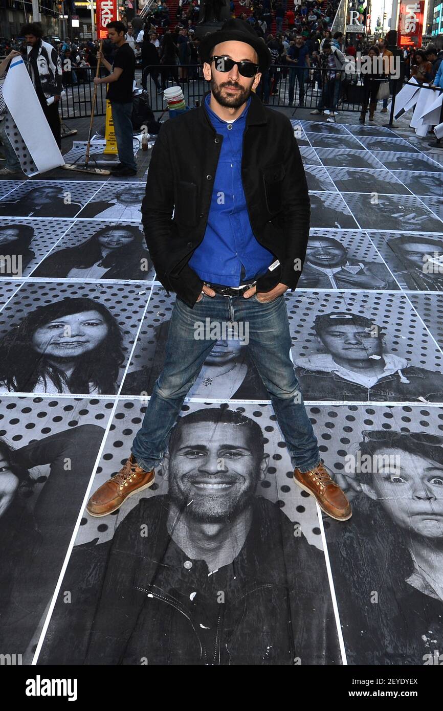 French Artist JR poses for a portrait over in a section of Times Square ...