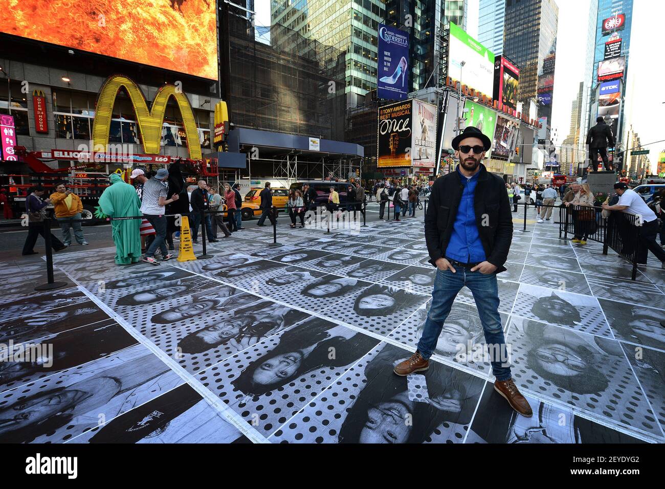 French Artist JR poses for a portrait over in a section of Times Square ...