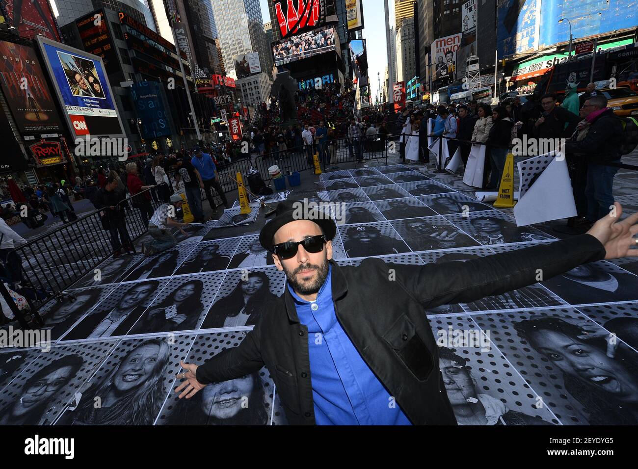 French Artist JR poses for a portrait over in a section of Times Square ...