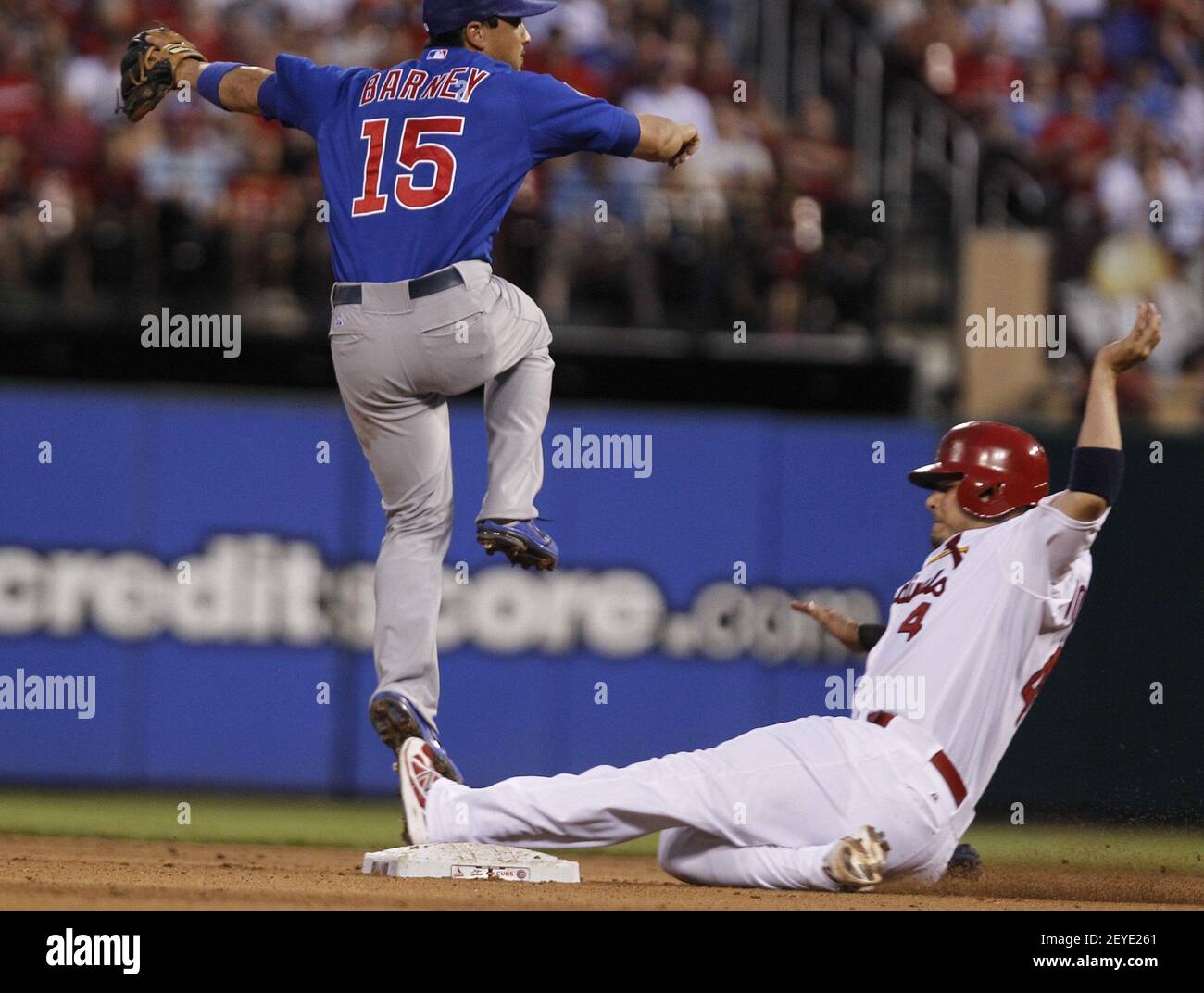 St. Louis Cardinals' Yadier Molina is forced out at second by Chicago ...