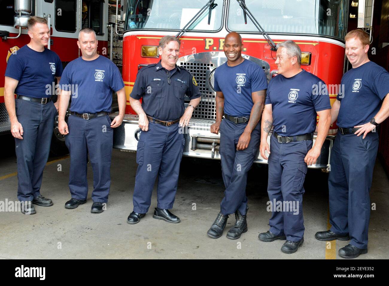 The firefighters of Philadelphia Fire Dept. Rescue 1 at the firehouse ...
