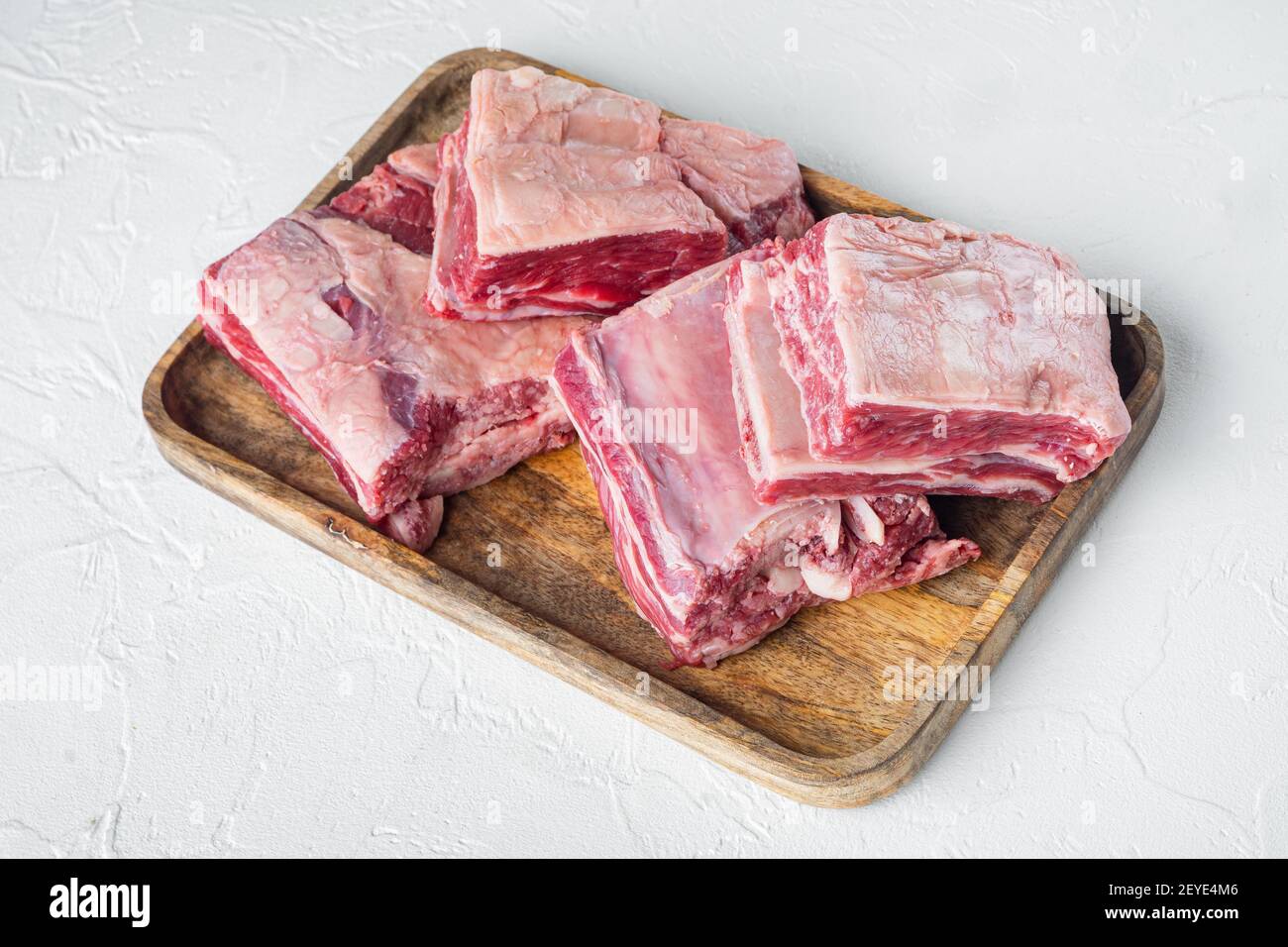 Raw beef ribs kalbi set, on white stone background Stock Photo - Alamy