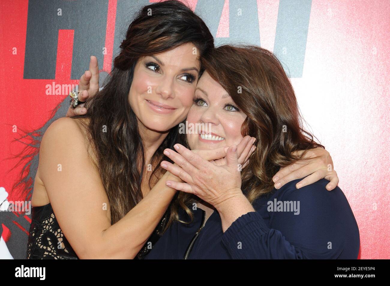(L-R) Sandra Bullock and Melissa McCarthy attend 'The Heat' New York ...