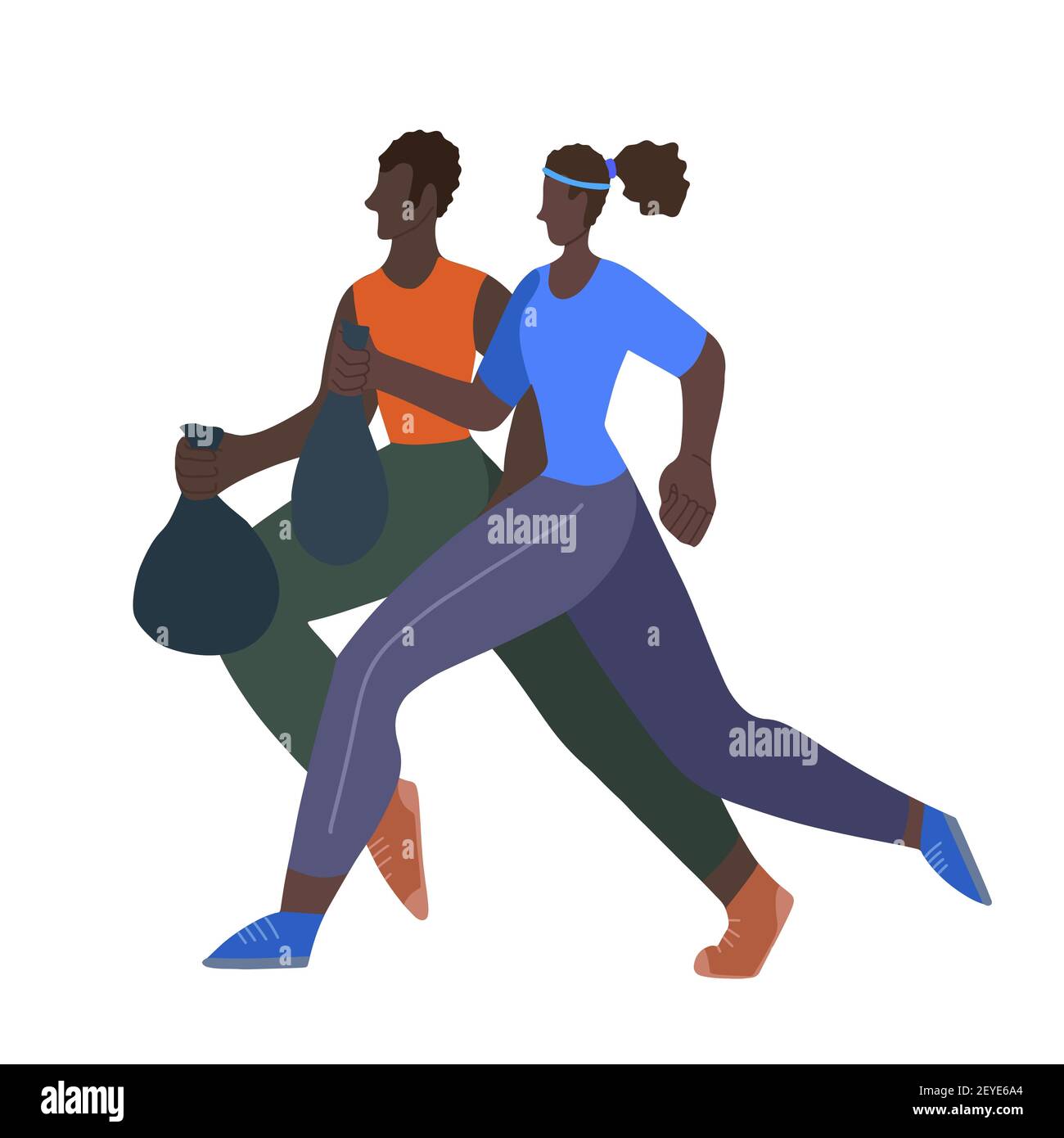 Plogging. Environmental movement. Healthy lifestyle. African american ...