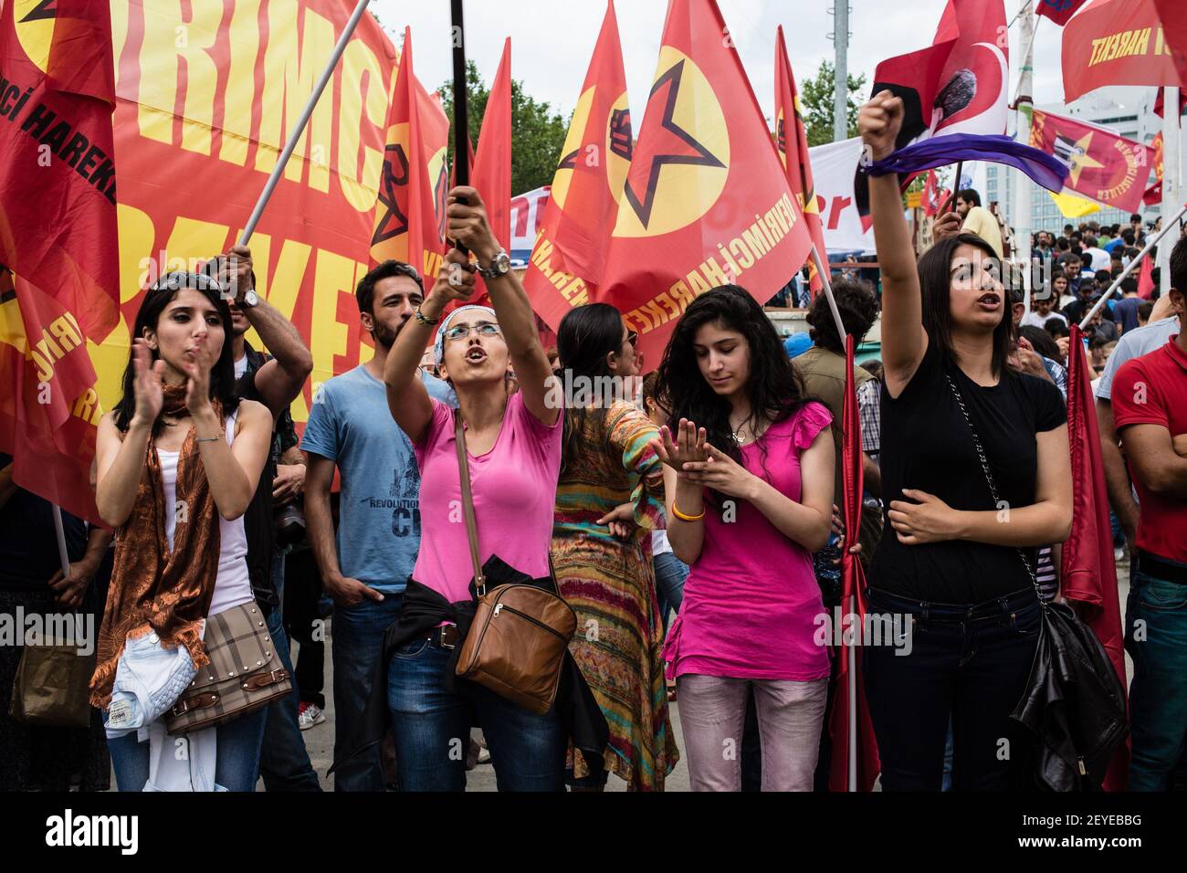 Trade unions strike and demonstration on Taksim square, Istanbul ...