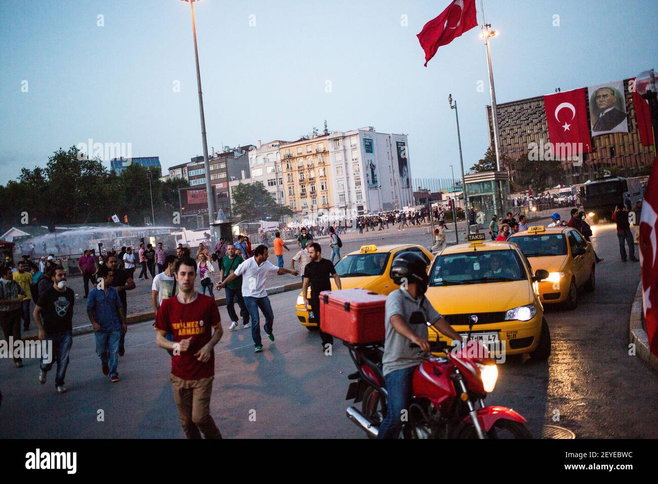 Police charging, Taksim square. A new series of incidents in Taksim ...