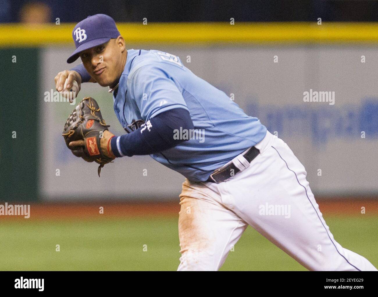 Yunel Escobar of the Tampa Bay Rays throws out Alexei Ramirez of the ...