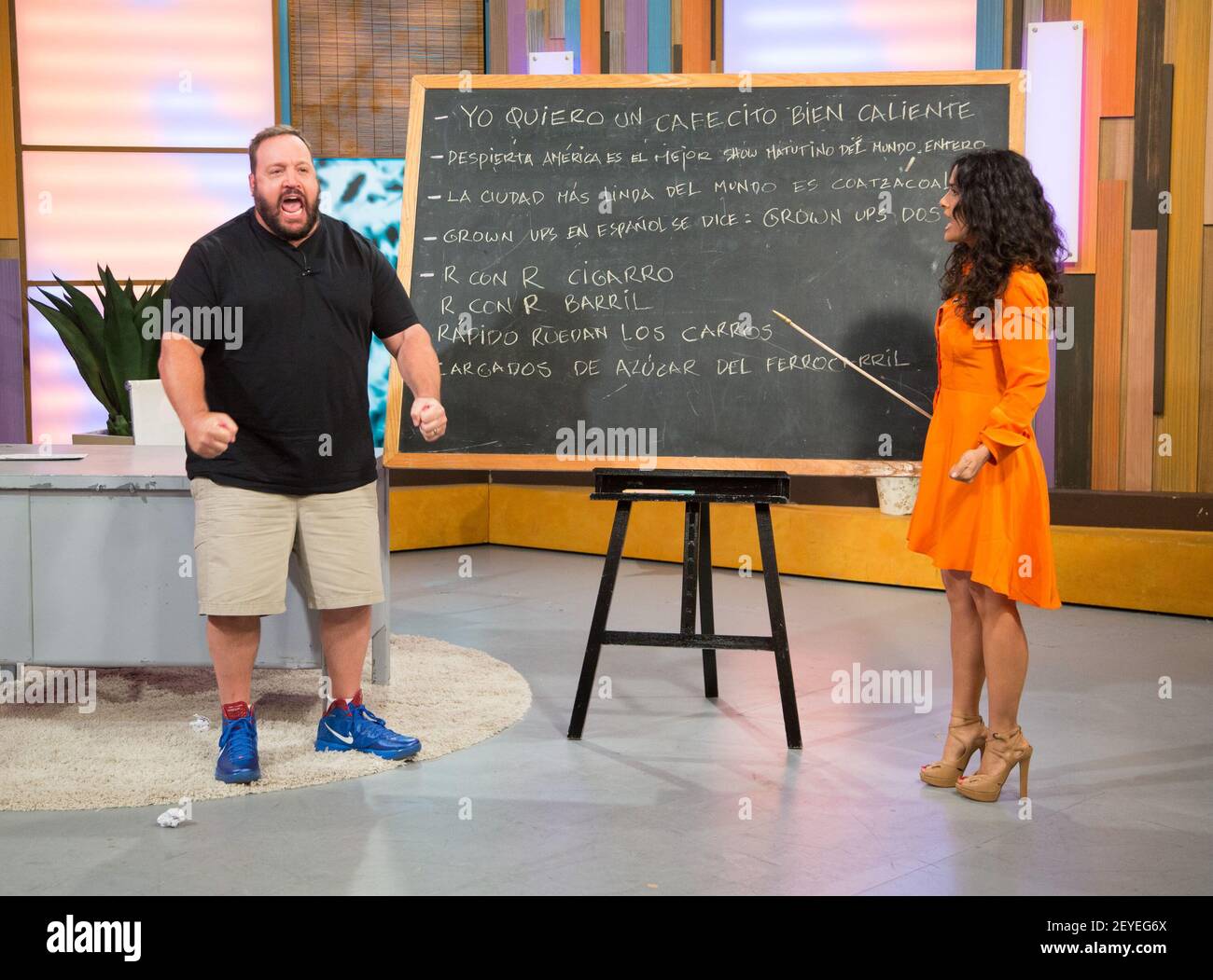 Kevin James and Salma Hayek of 'Grown Ups 2' cast appears on Univision ...