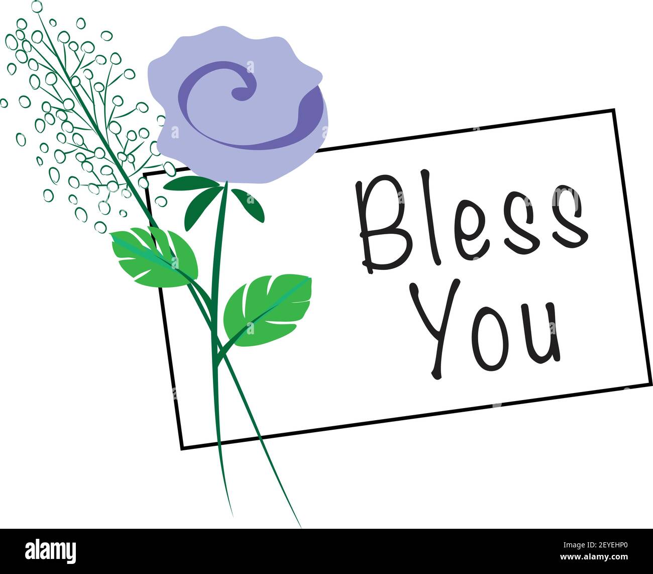 vector rose flowers with greeting card: bless you Stock Vector Image ...