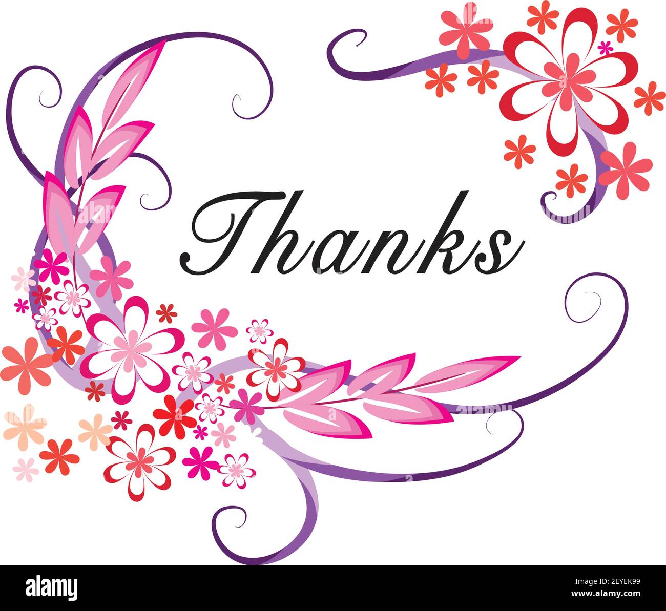 vector flowers with greeting card: thanks Stock Vector Image & Art - Alamy