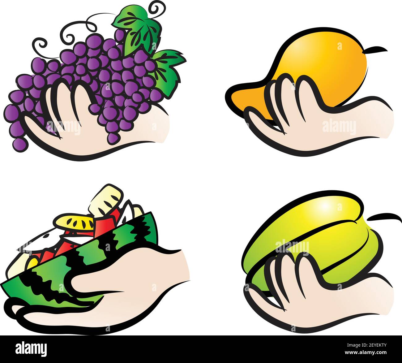 vector hands hold fruits set Stock Vector Image & Art - Alamy