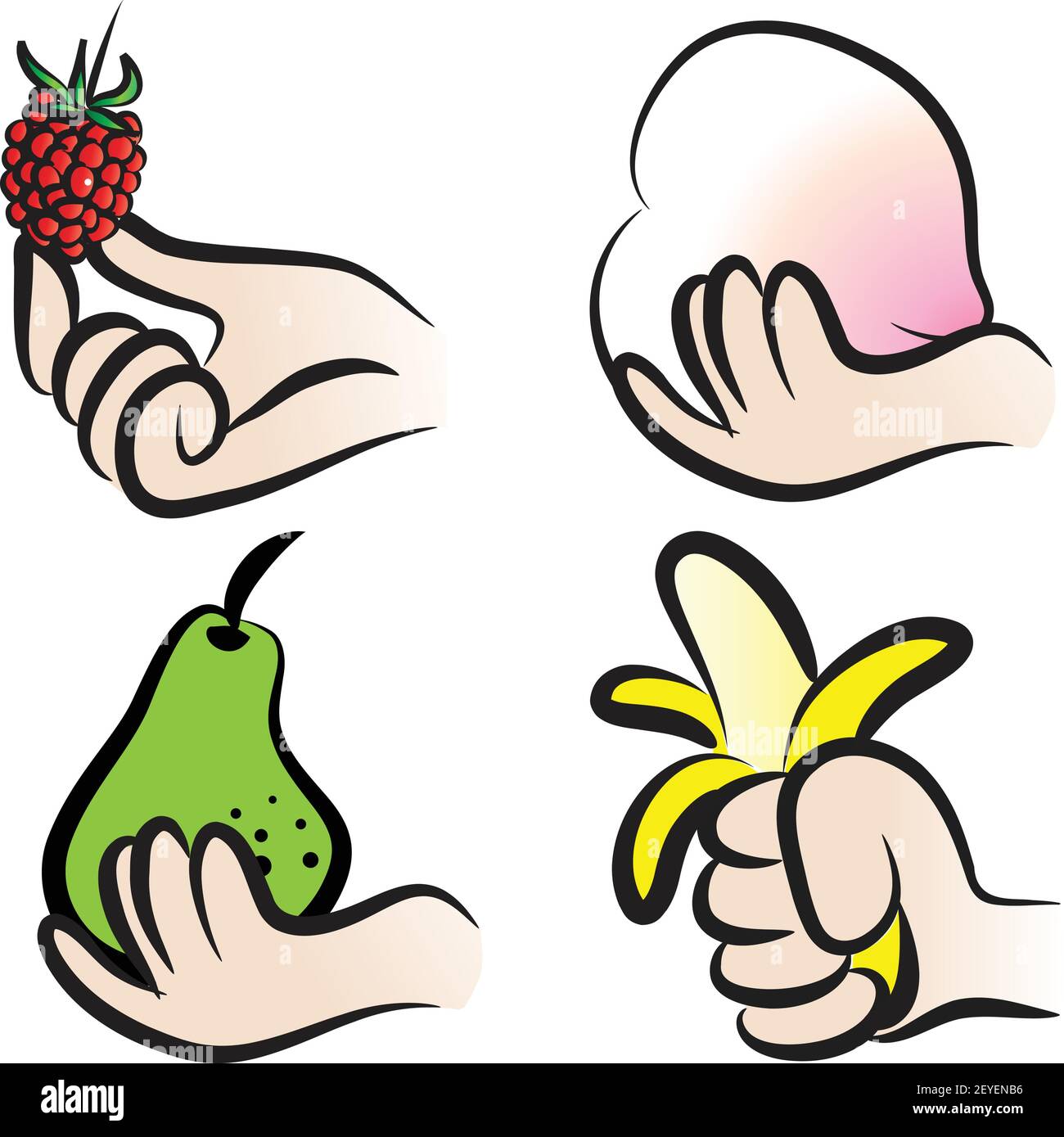 vector hands hold fruits set Stock Vector Image & Art - Alamy