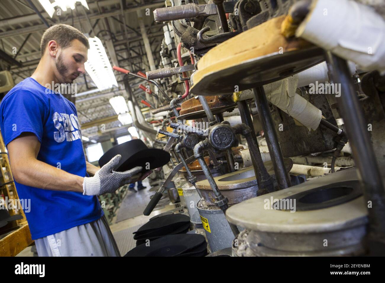 Hat production at the Bollman Hat Company factory on June 28, 2013 in ...