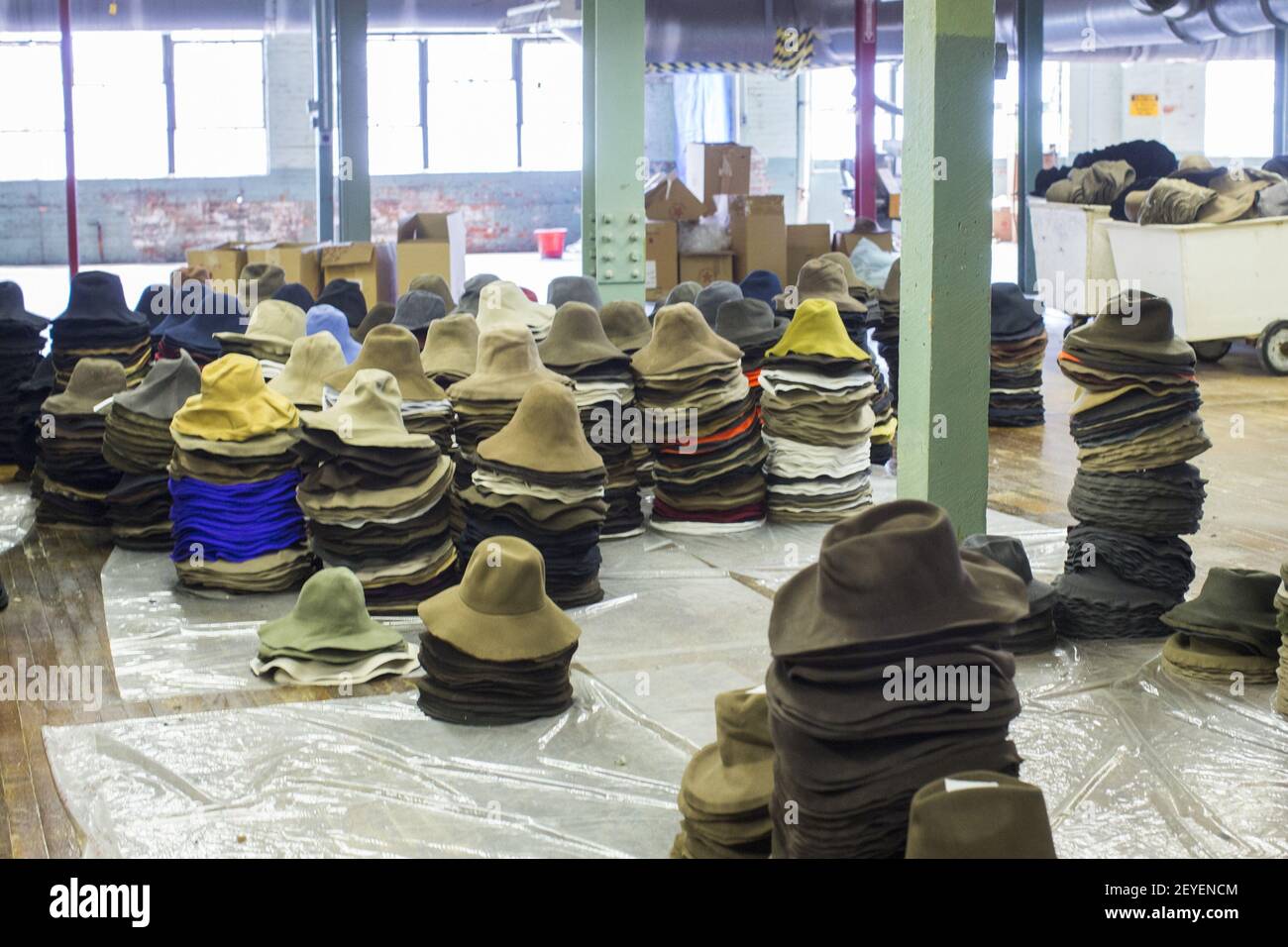 Hat production at the Bollman Hat Company factory on June 28, 2013 in ...