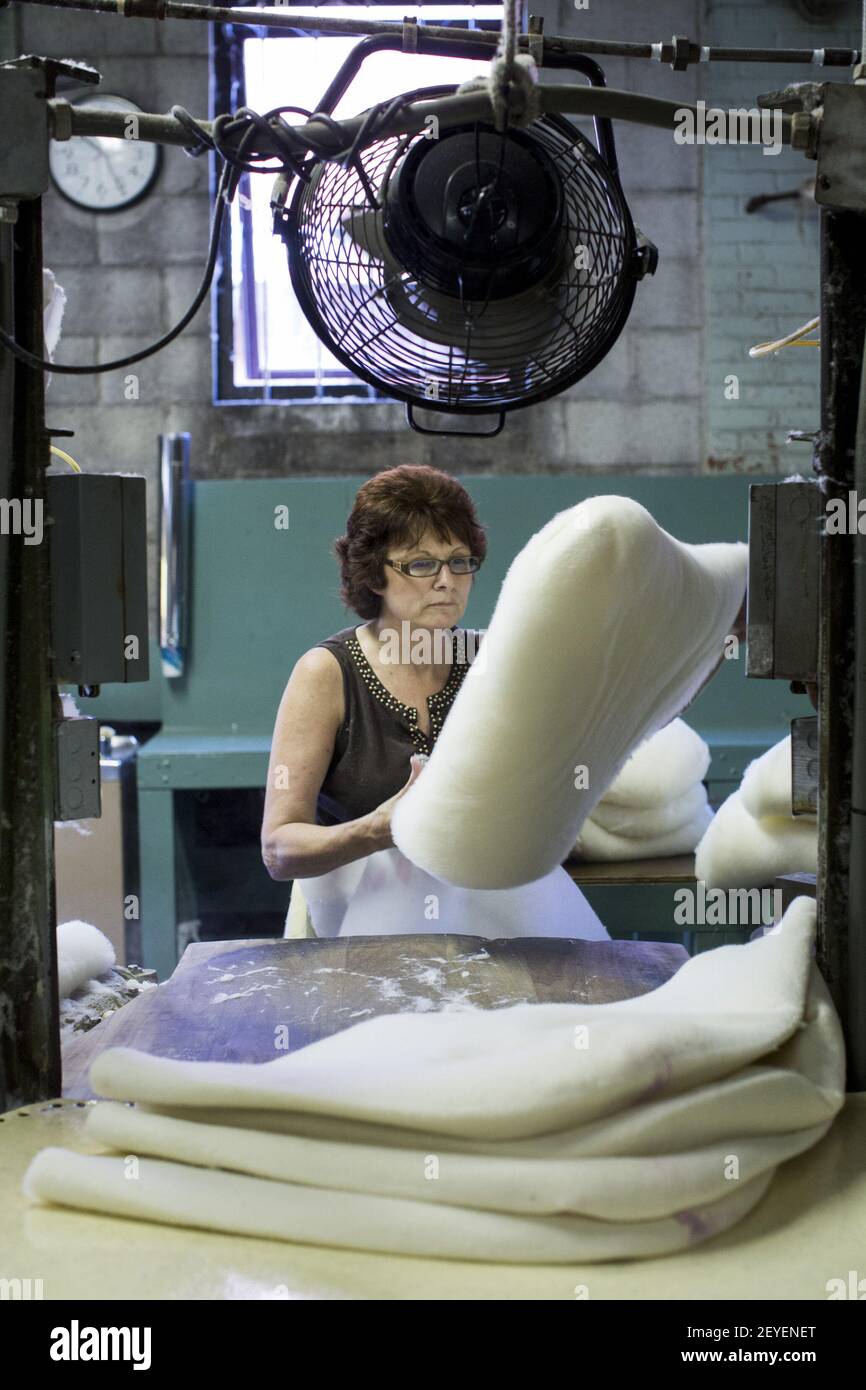 Hat production at the Bollman Hat Company factory on June 28, 2013 in ...