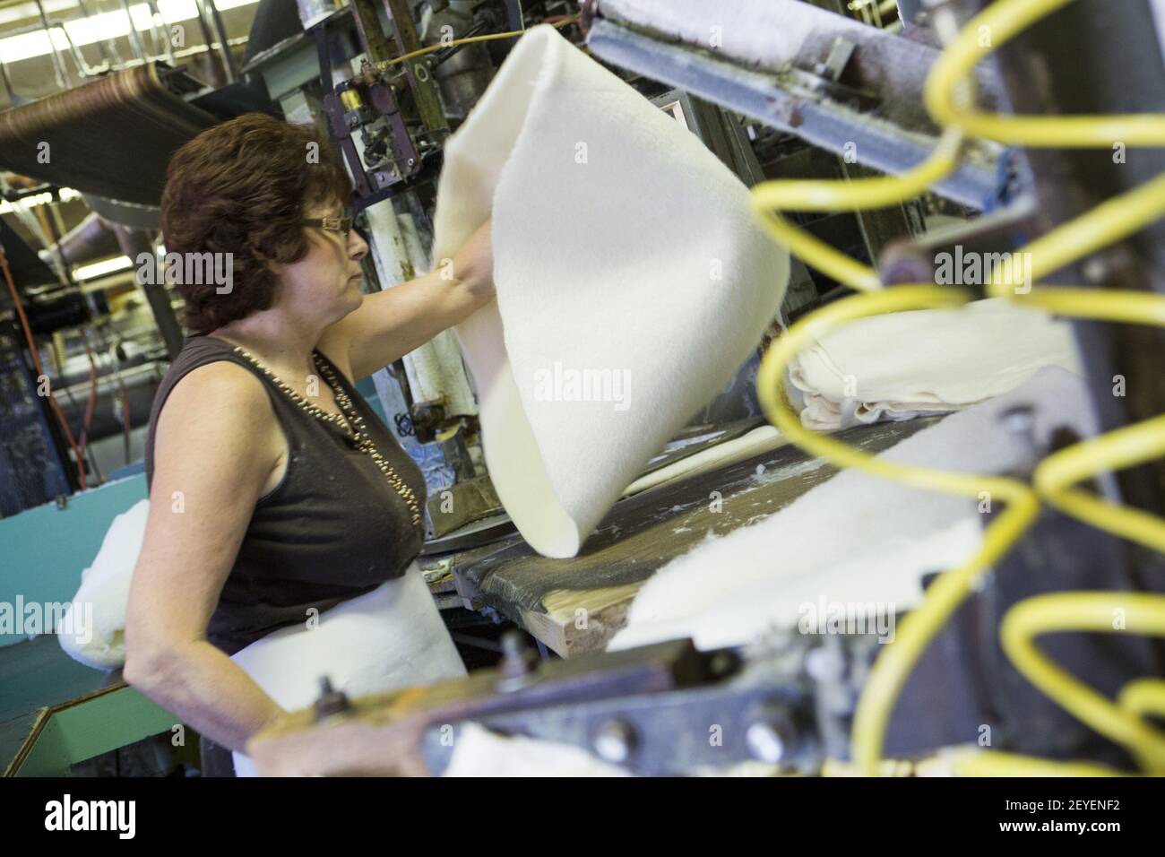 Hat production at the Bollman Hat Company factory on June 28, 2013 in ...