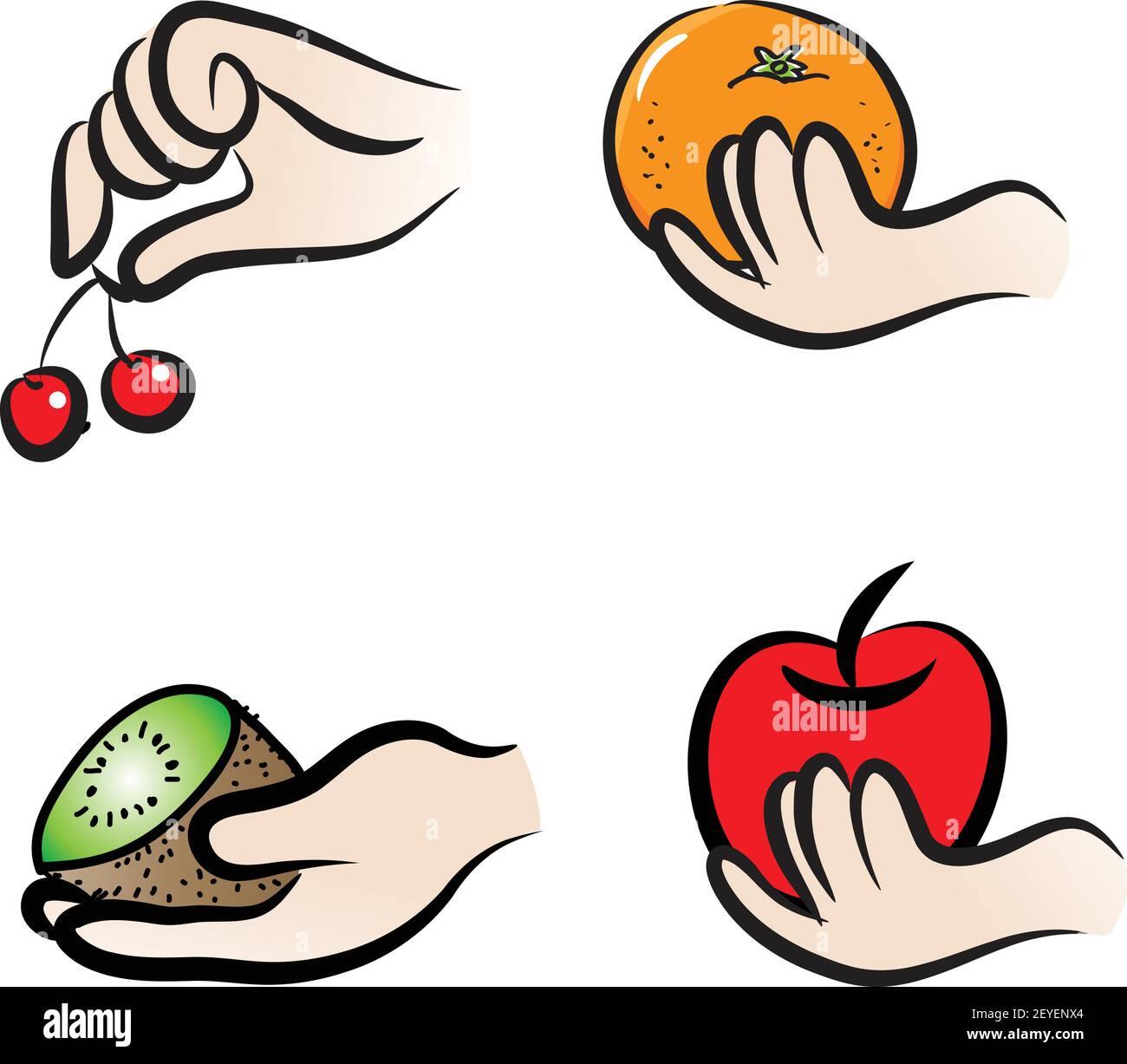 vector hands hold fruits set Stock Vector Image & Art - Alamy