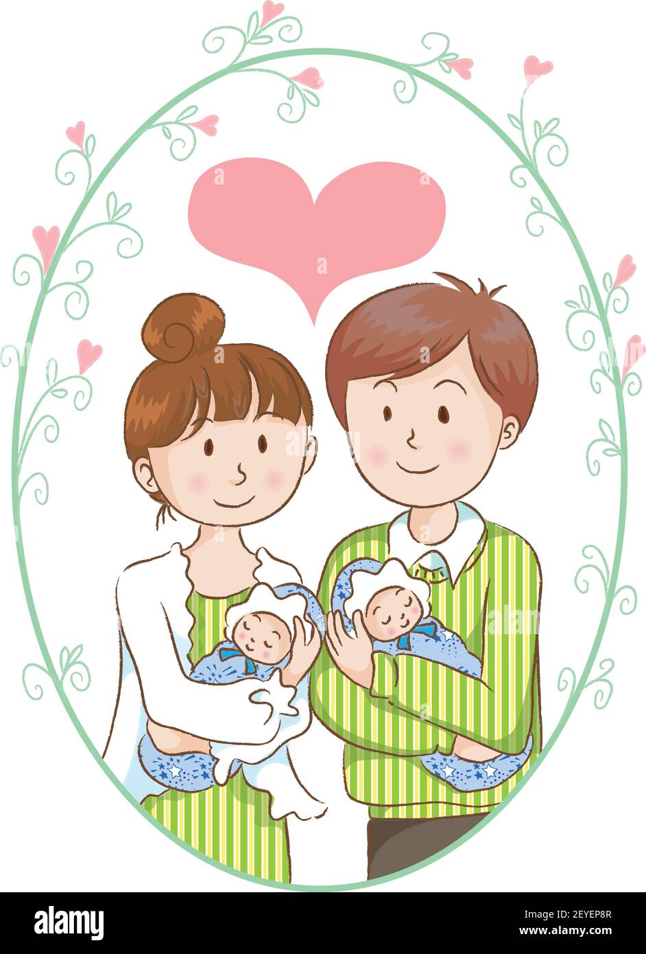 vector drawing Young parents and newborn baby Stock Vector Image & Art ...