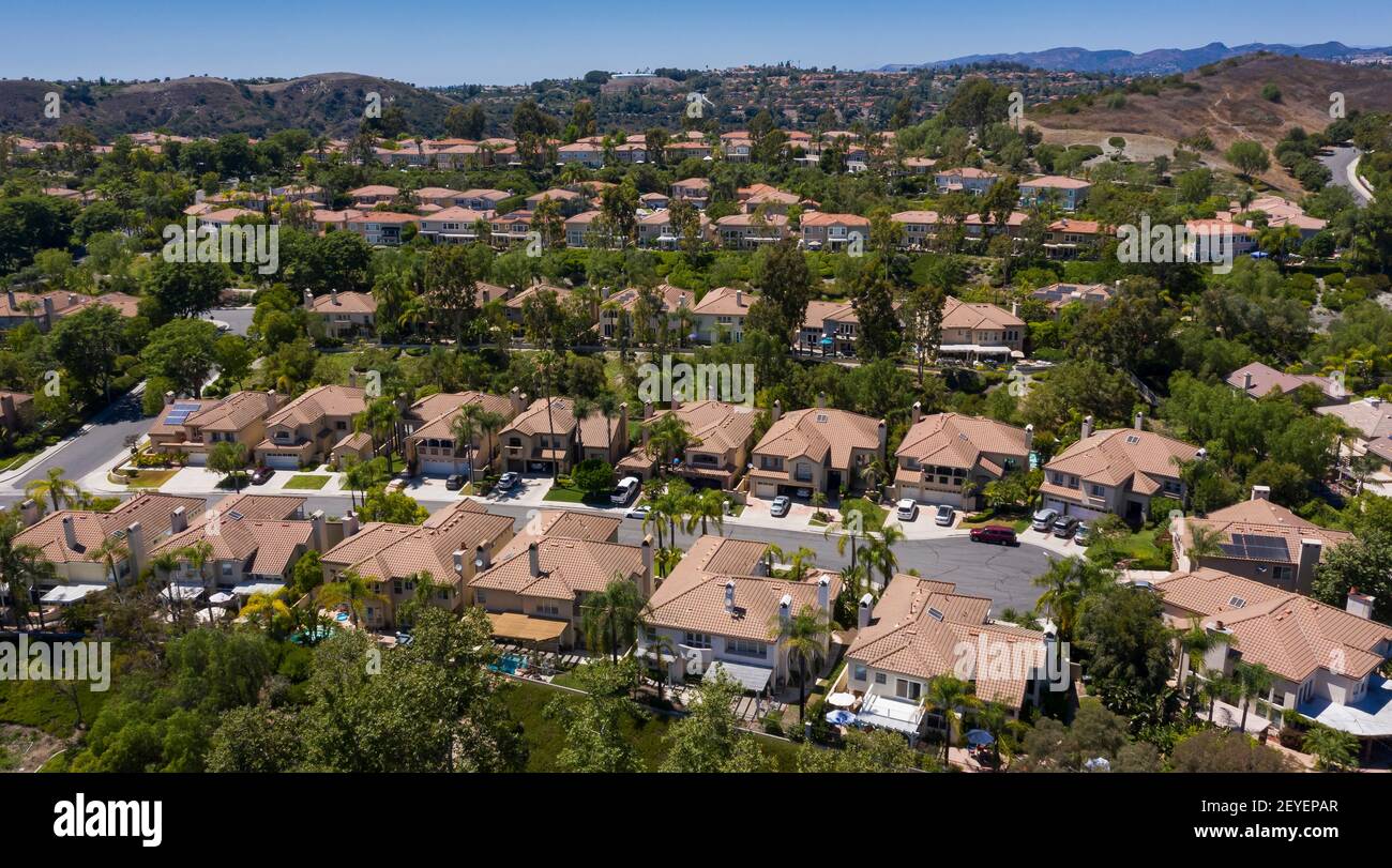 Aerial view of an affluent neighborhood in Rancho Santa Margarita ...